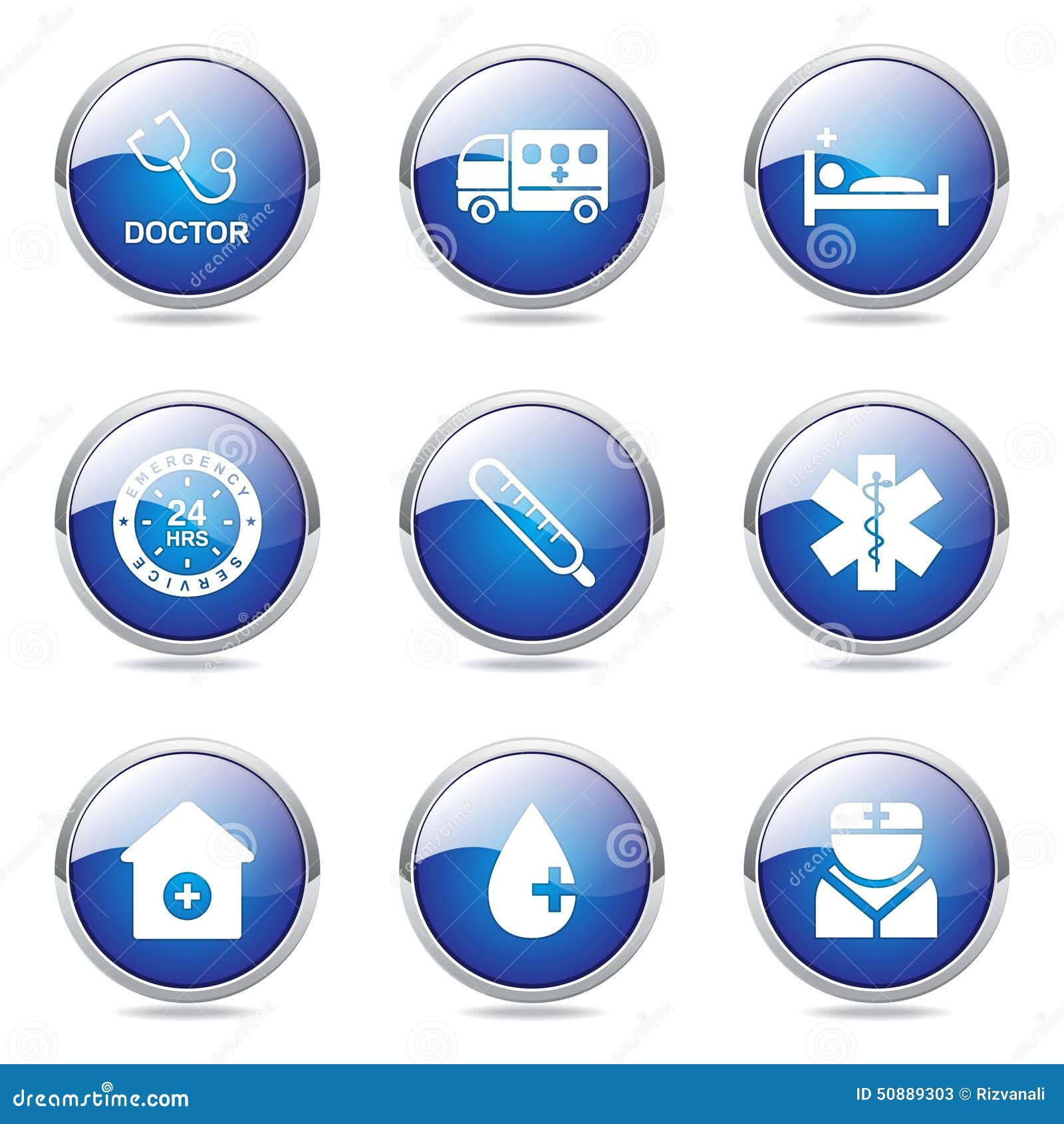 Hospital Health Blue Vector Button Icon Set 2 Stock Vector ...