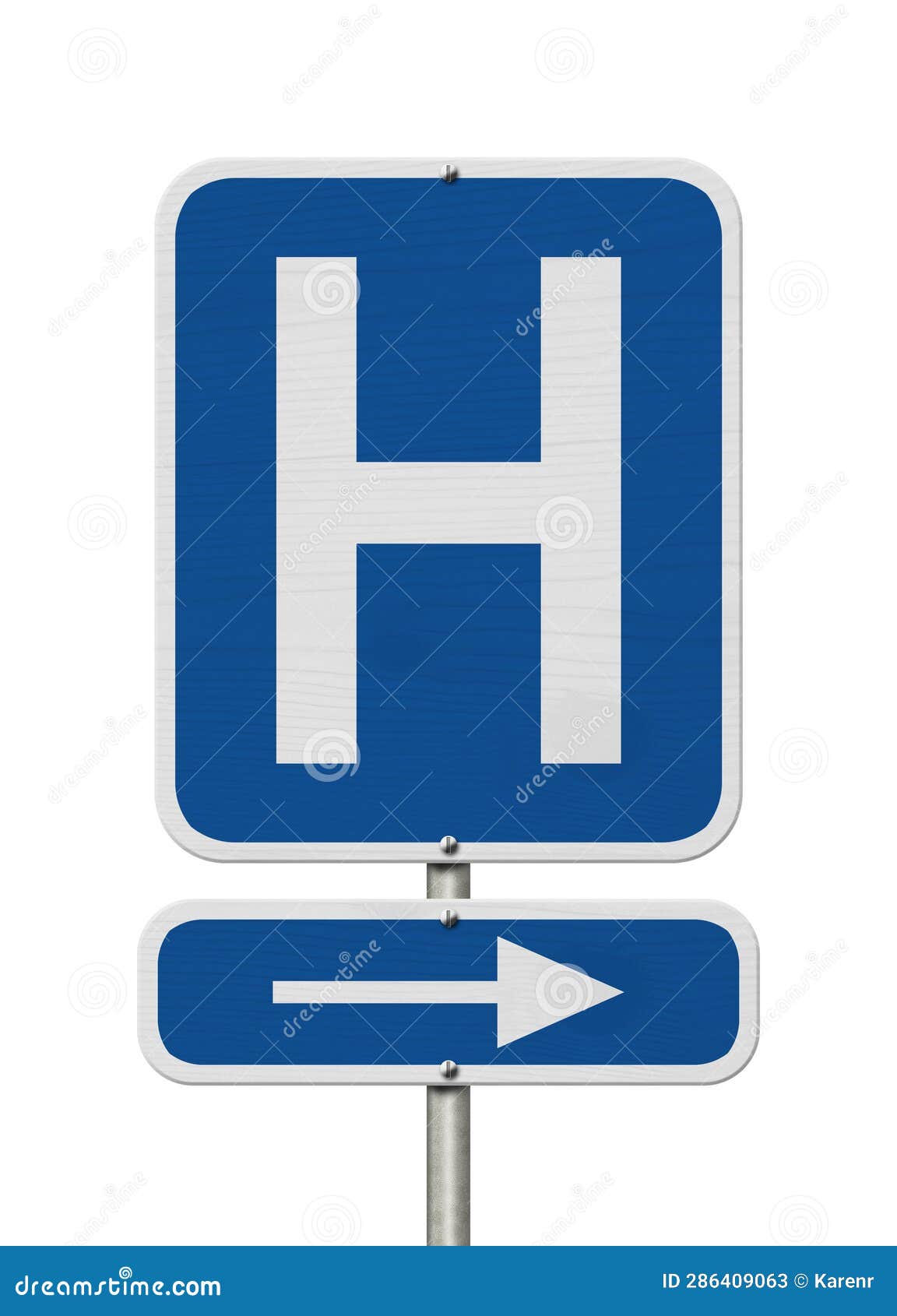 Hospital highway road sign stock image. Image of isolated - 286409063