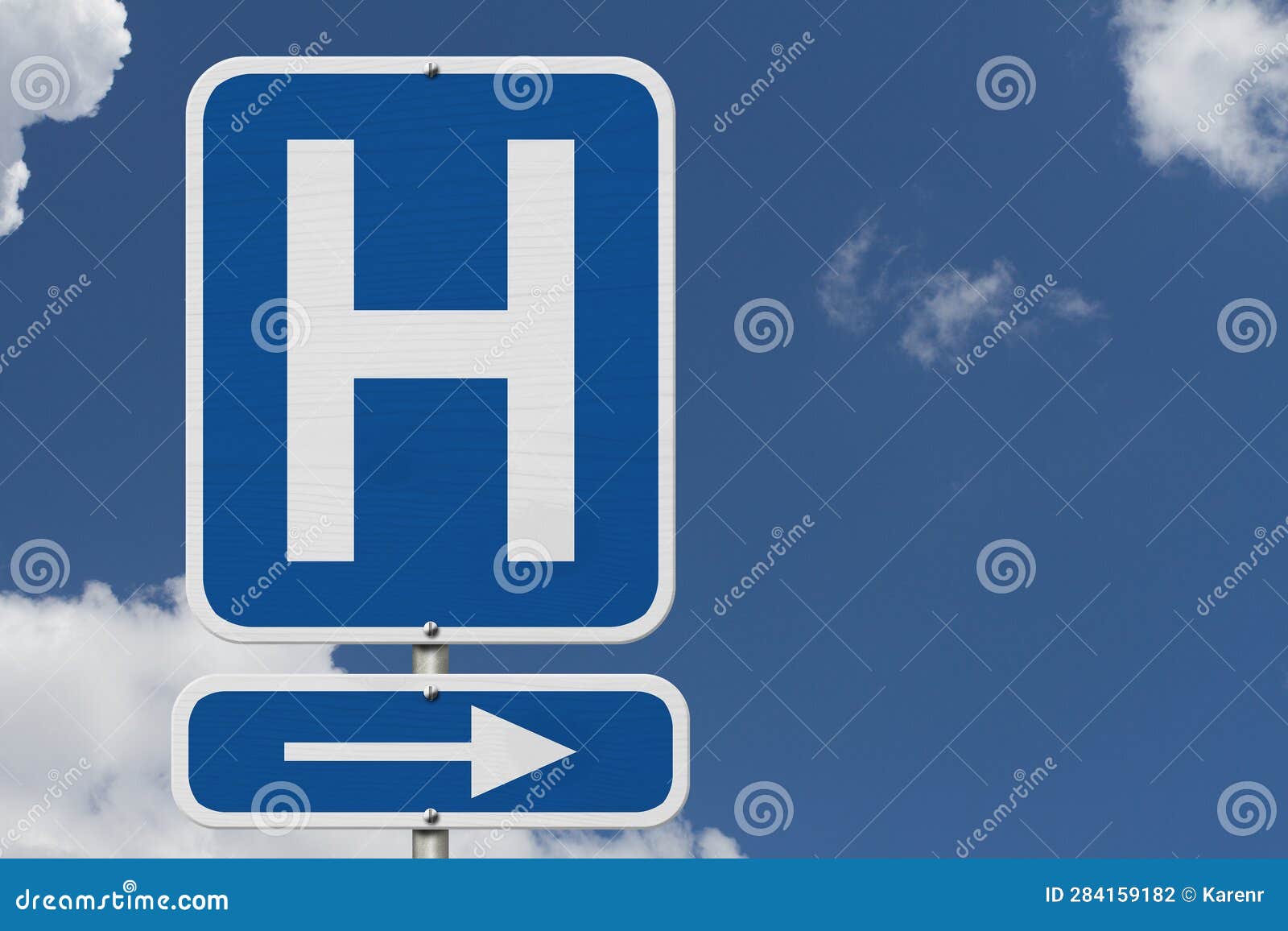 Hospital highway road sign stock photo. Image of arrow - 284159182