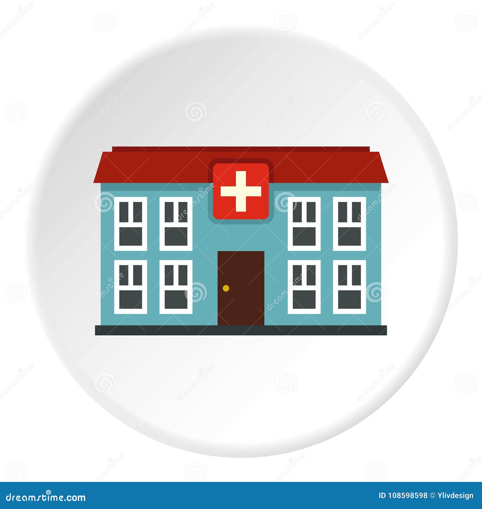 Hospital icon circle stock vector. Illustration of exterior - 108598598