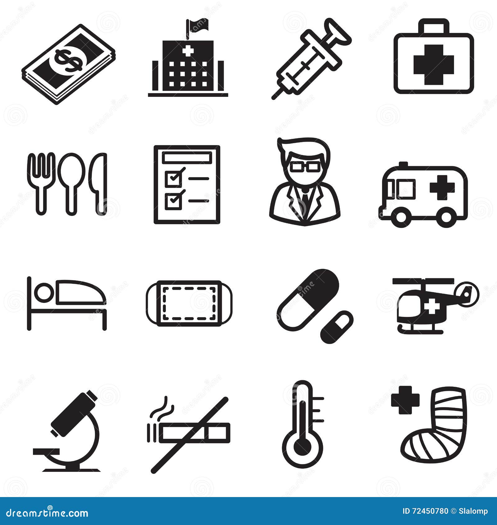 Hospital Icons And Stickers, Vector Illustration. Collage With Health ...