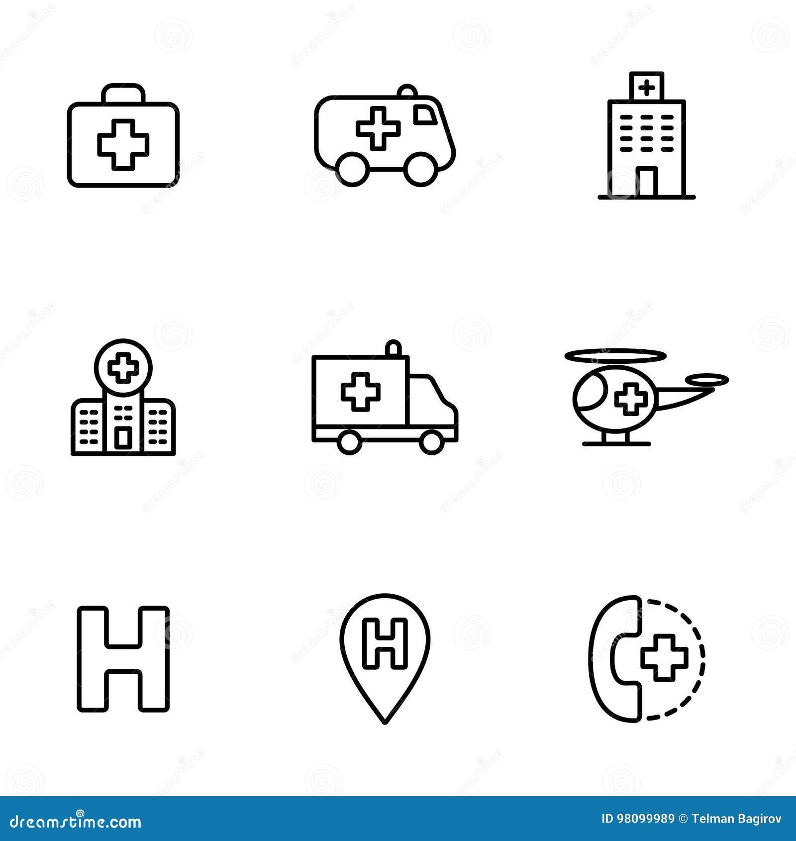 Hospital Icons Set on White Background Stock Illustration ...