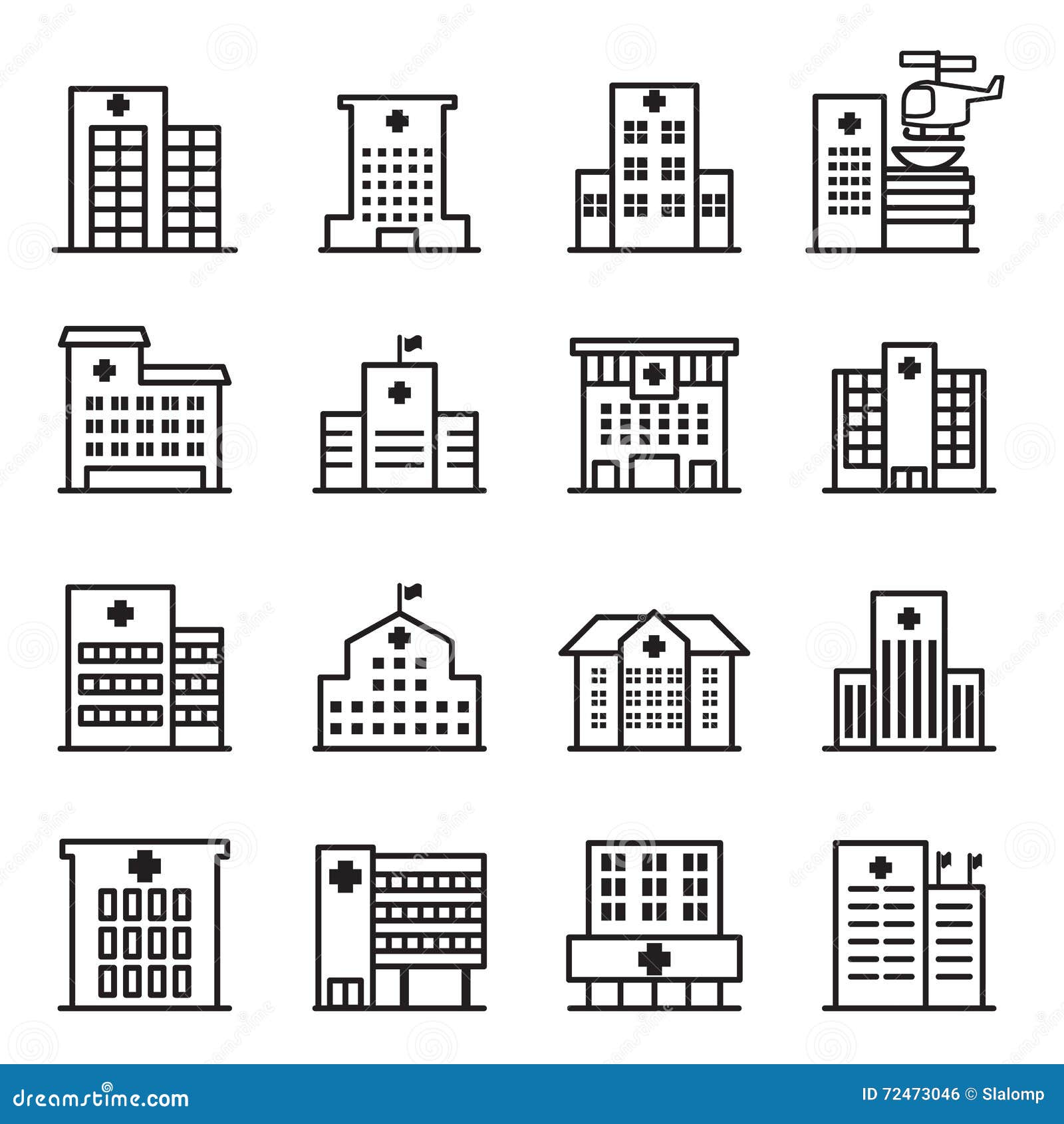 Hospital Icons And Stickers, Vector Illustration. Collage With Health ...