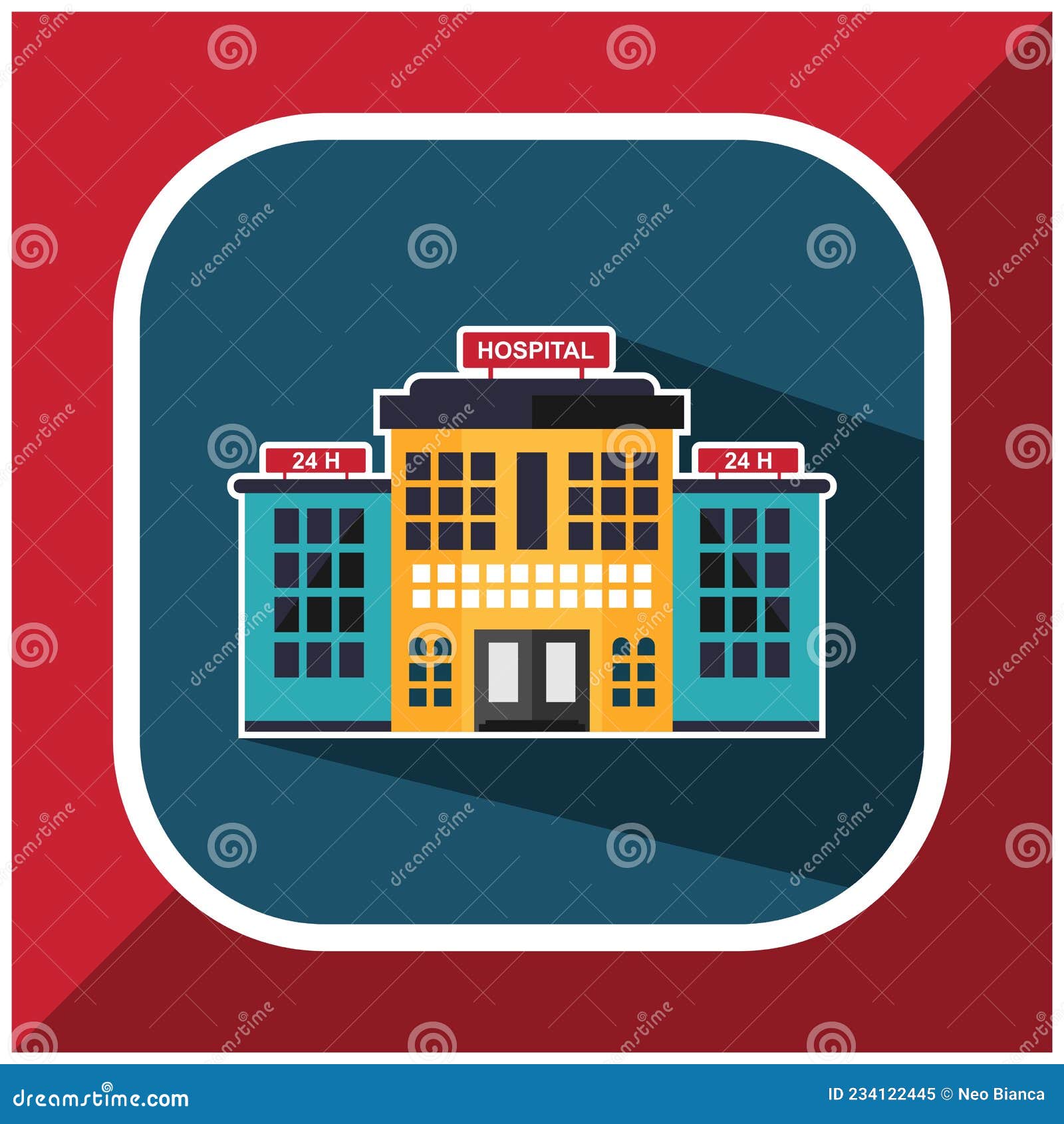 Hospital Illustration. Hospital Flat Colored Icon. Hospital Building ... Hospital Illustration. Hospital Flat Colored Icon. Hospital Building ...
