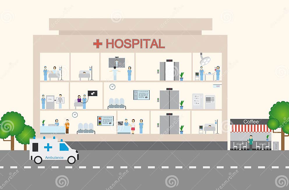 Hospital Infographic & Flat Design Stock Vector - Illustration of green ...