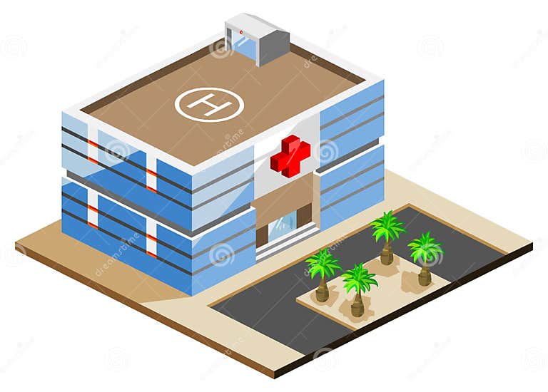 Hospital Isometric editorial photo. Illustration of building - 10567886