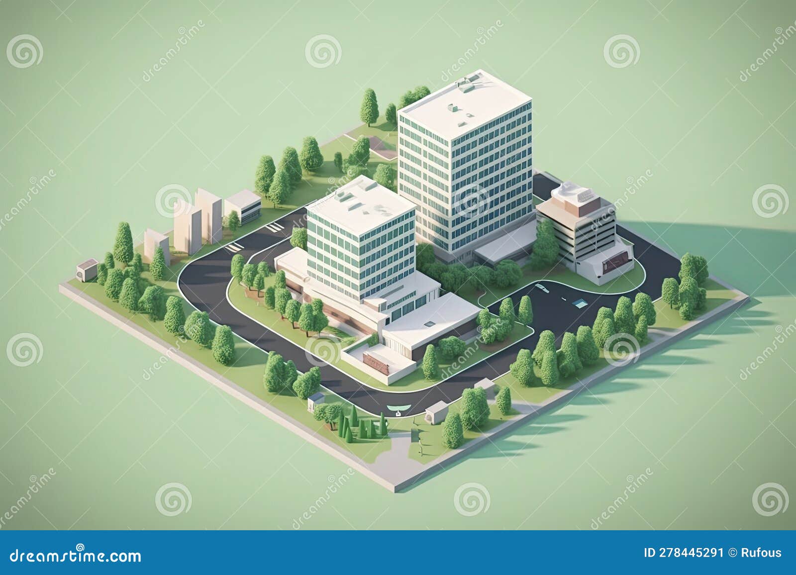 Hospital Isometric on Earth.3d Rendering Stock Illustration ...