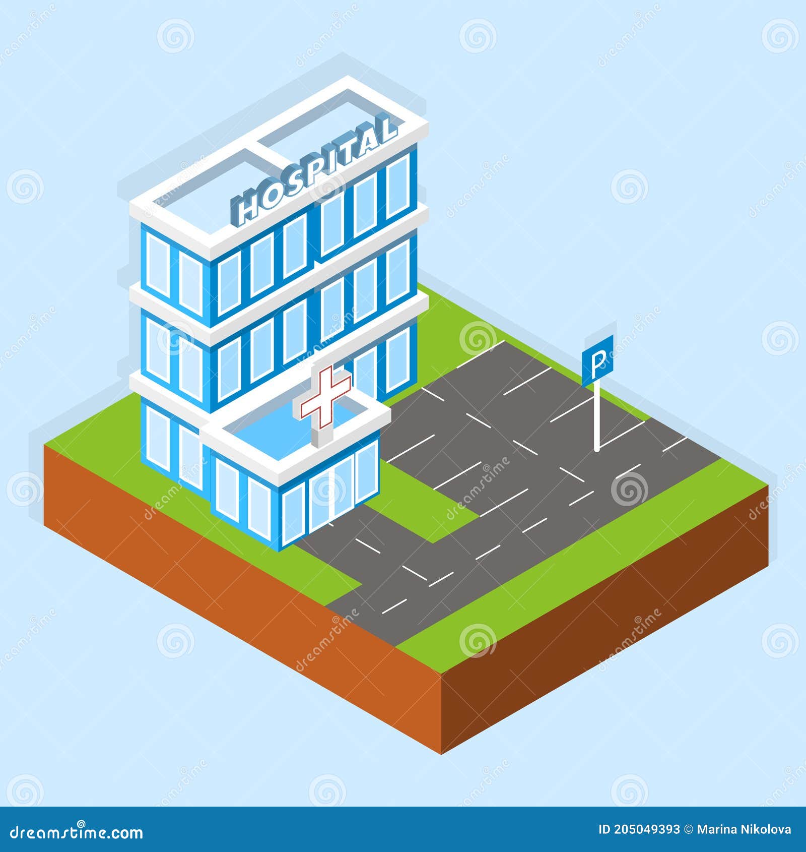 Hospital Isometric Outside View Stock Vector - Illustration of nurse ...
