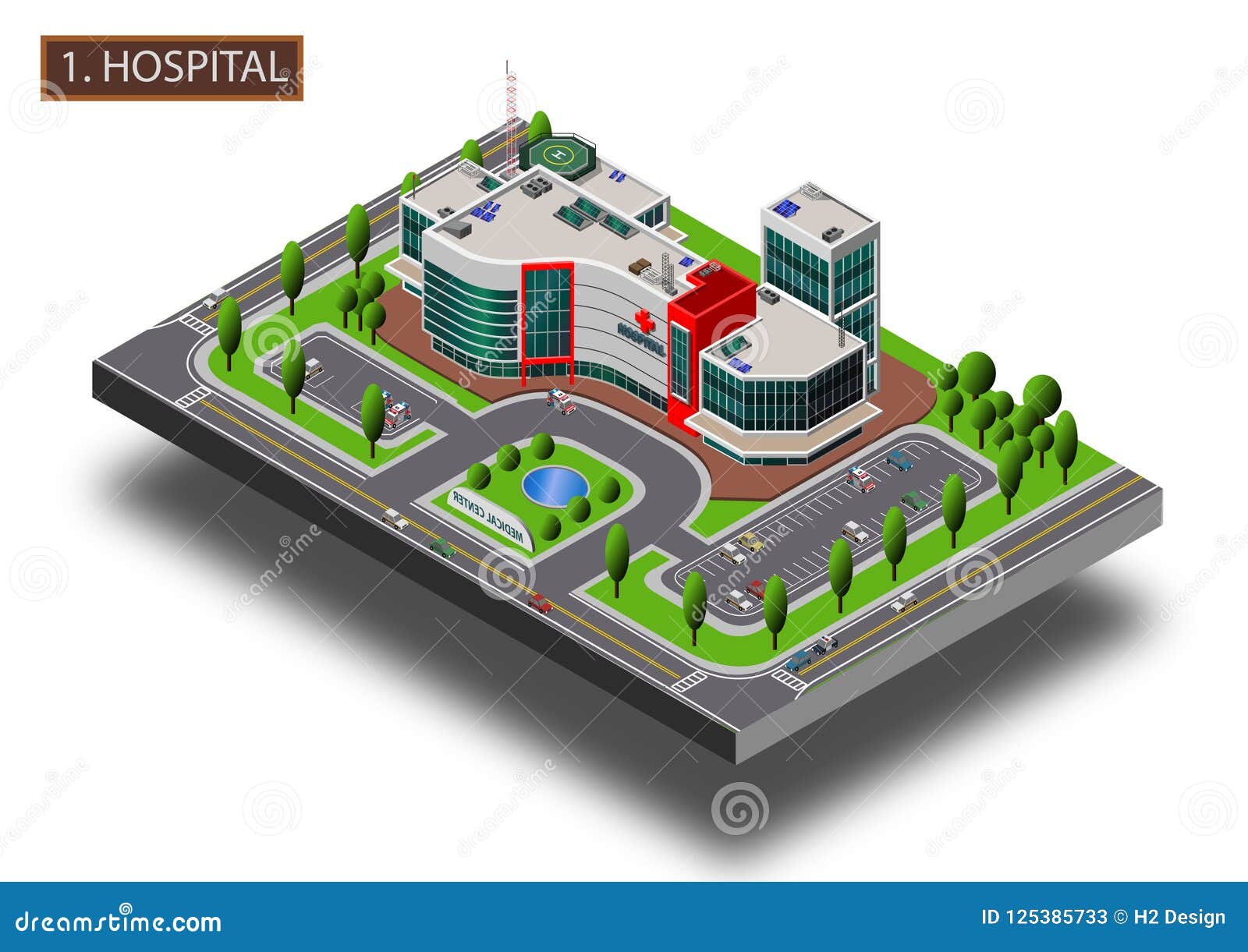 Hospital Isometric Vector Design Stock Illustration - Illustration of ...