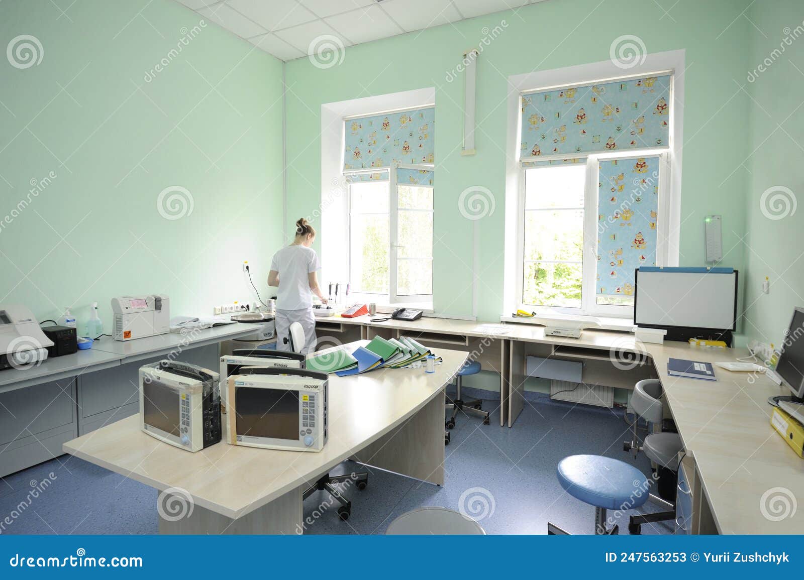 At a Hospital Laboratory. Lab Technician Performing Analysis of Blood ...