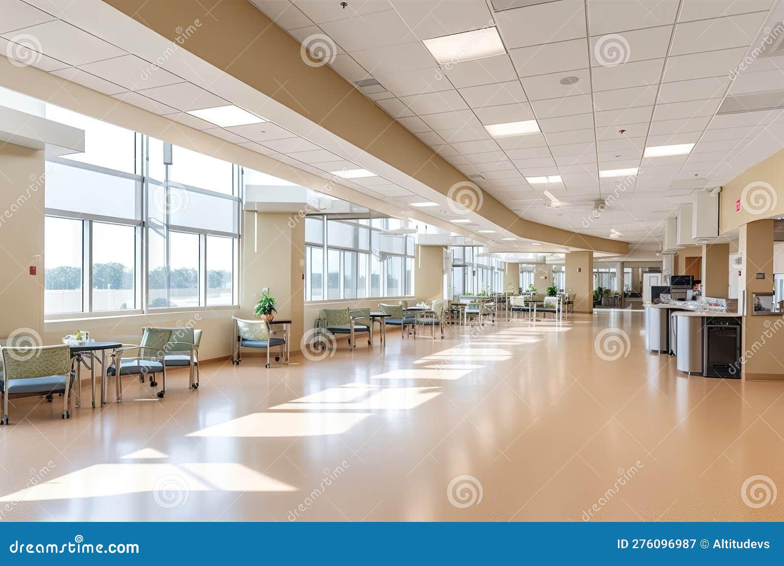 Hospital with Large, Open Floor Plan and Natural Daylighting Stock ...