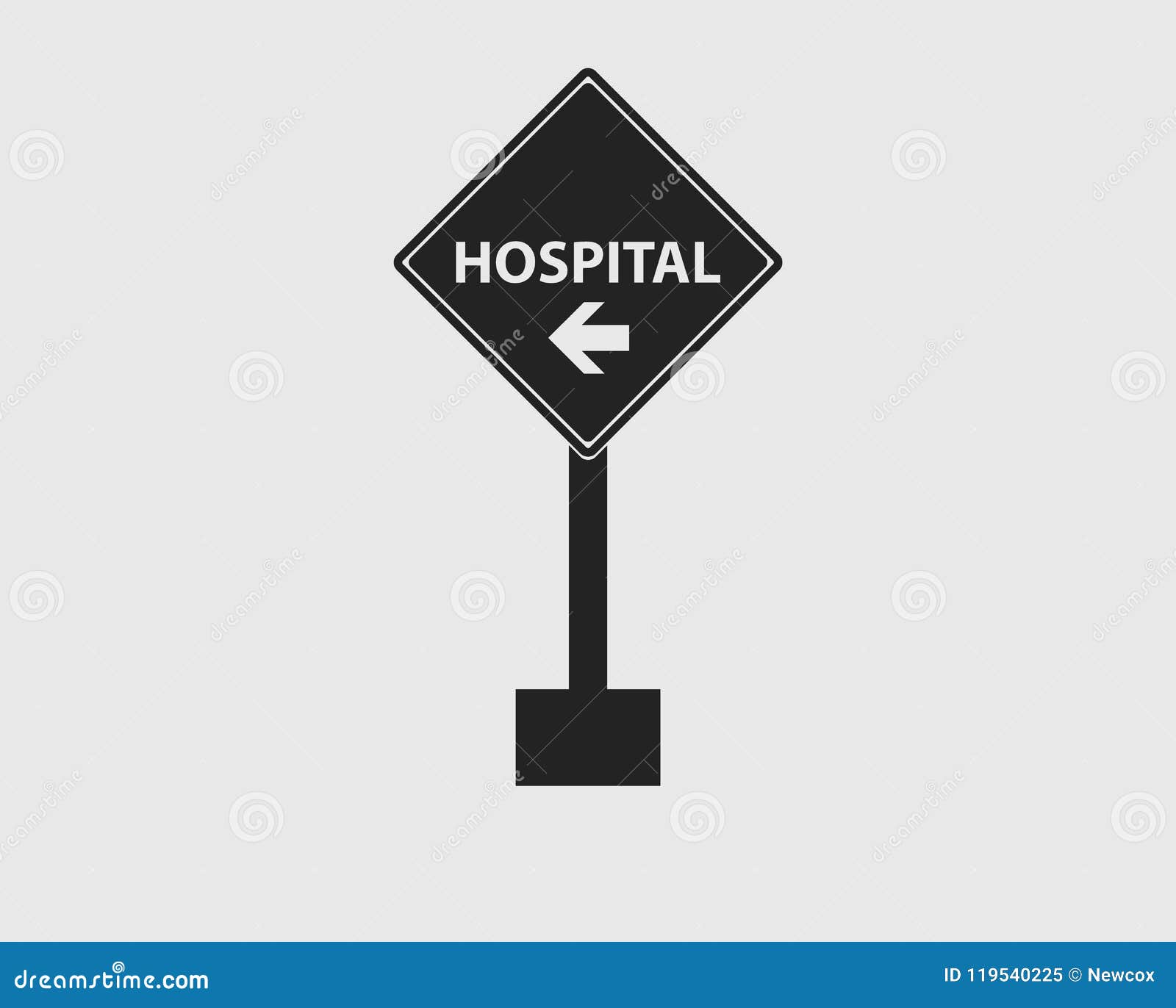 Hospital in Left Rectangular Sign of Highway with Gray Background ...