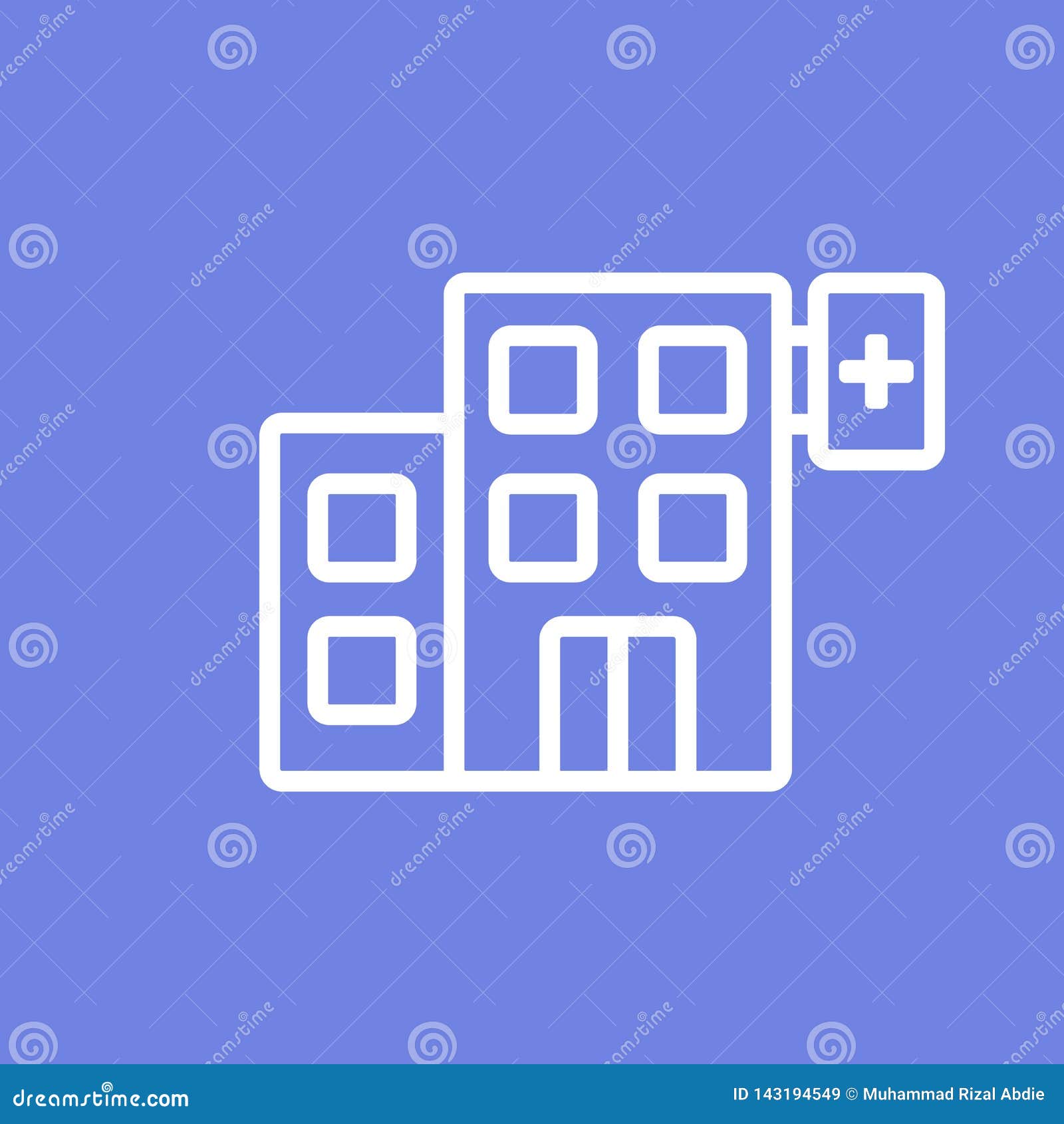 Hospital Building Line Icon with Cross Symbol for Medical or Health ...