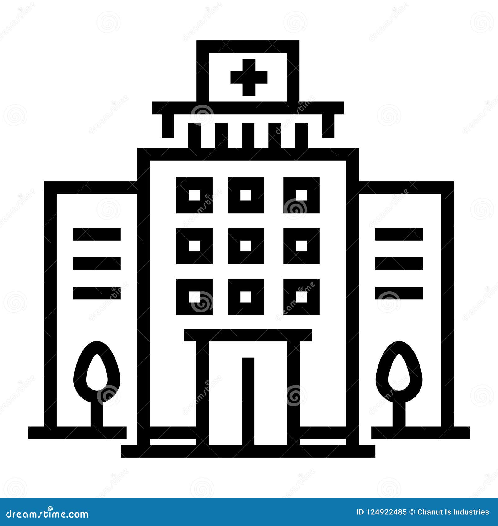 Hospital Line illustration stock vector. Illustration of health - 124922485