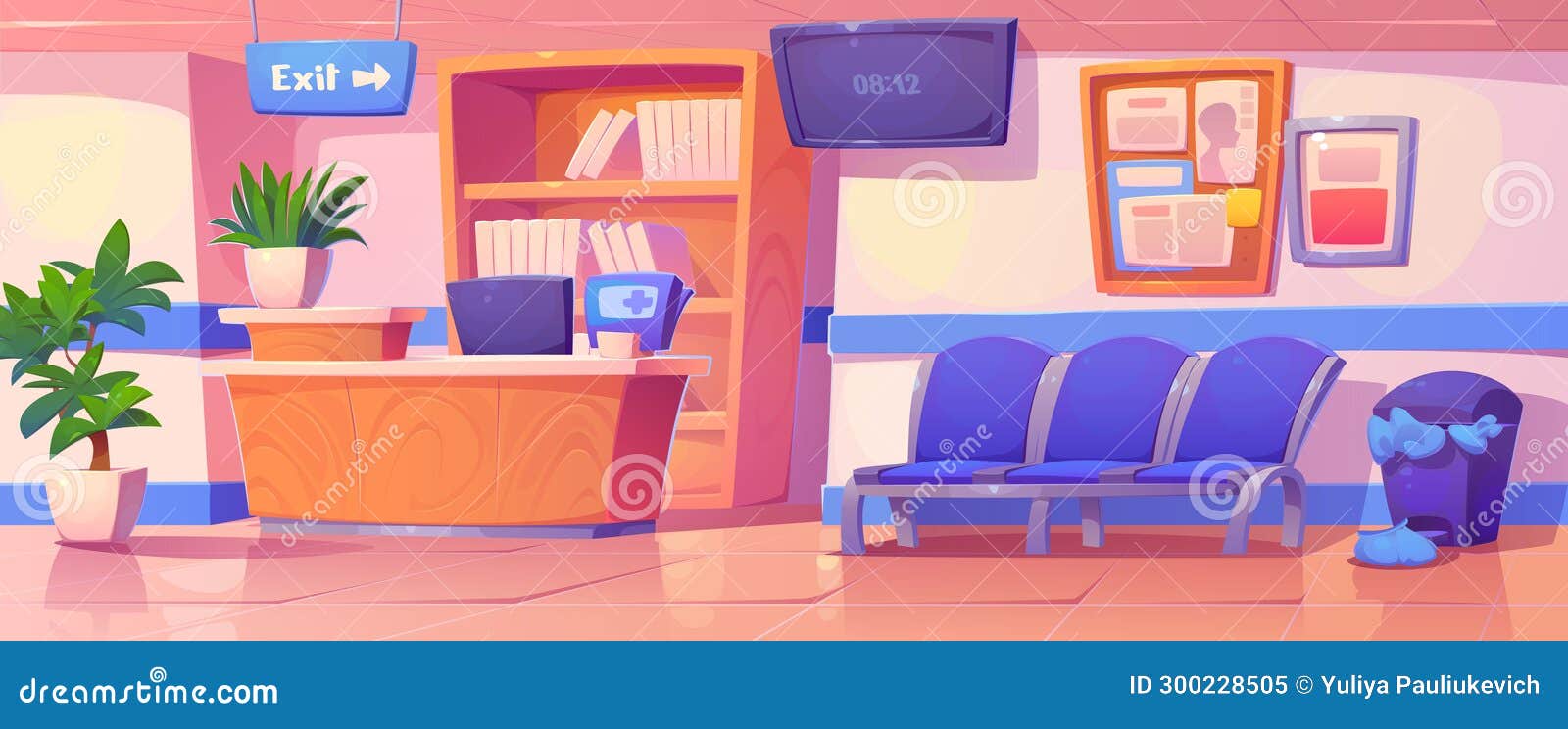 Hospital Lobby Interior Design Stock Illustration Illustration Of