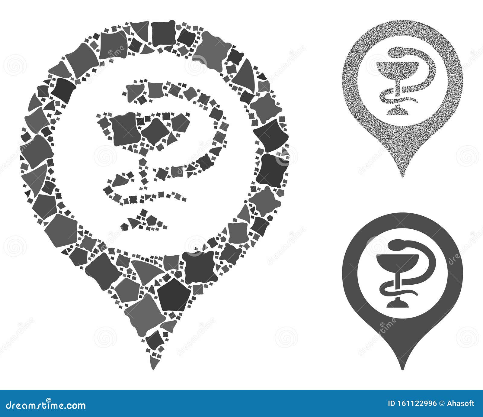 Hospital Map Marker Mosaic Icon of Rugged Items Stock Vector ...