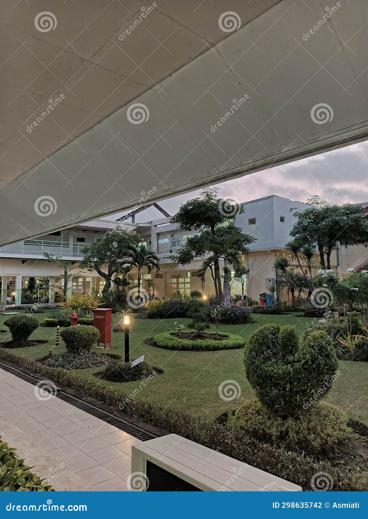 Hospital at Night with a View Green Trees in the Middle Stock Photo ...
