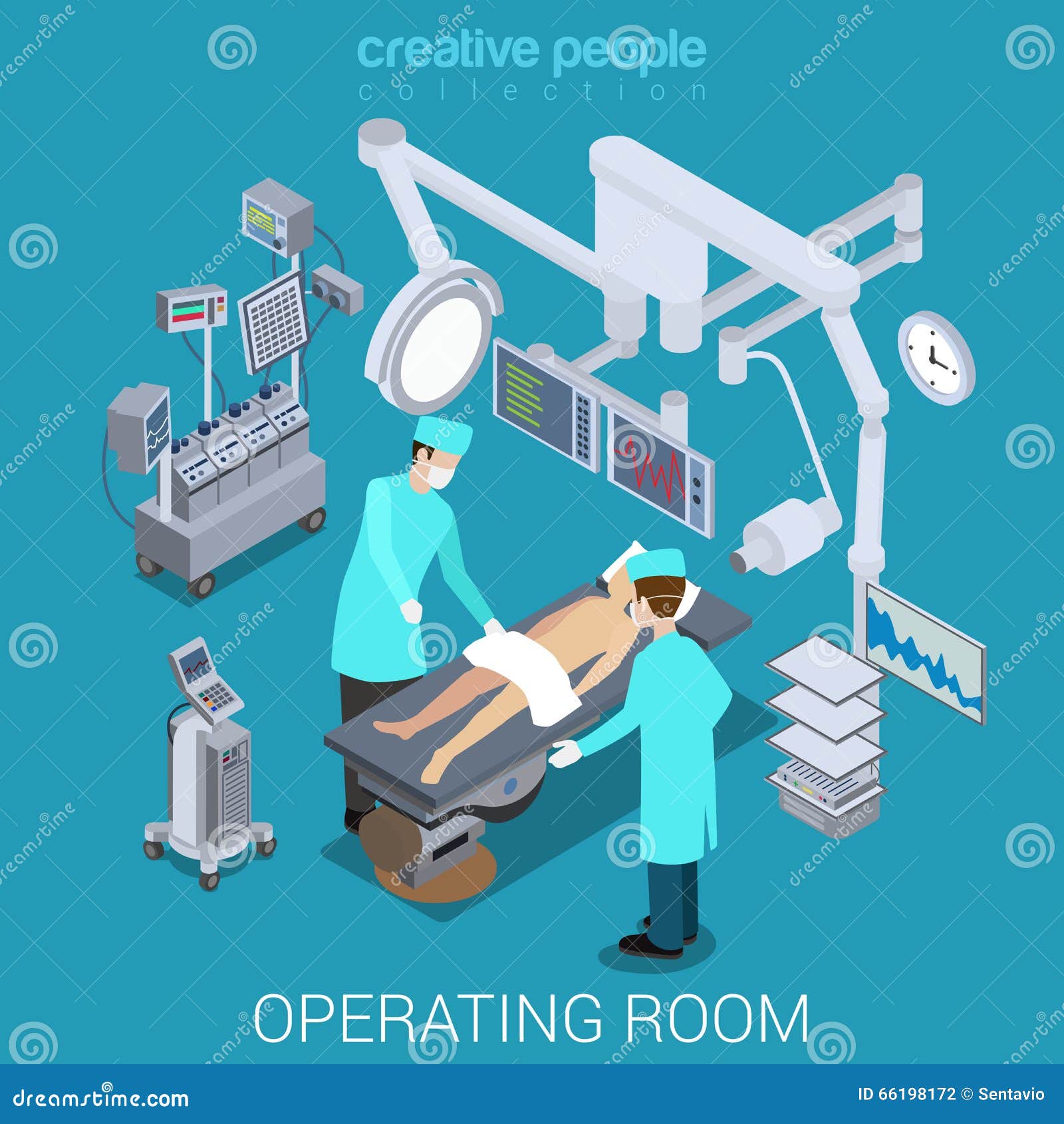 Hospital Operating Room Doctors Patient Flat Vector Isometric 3d Stock ...