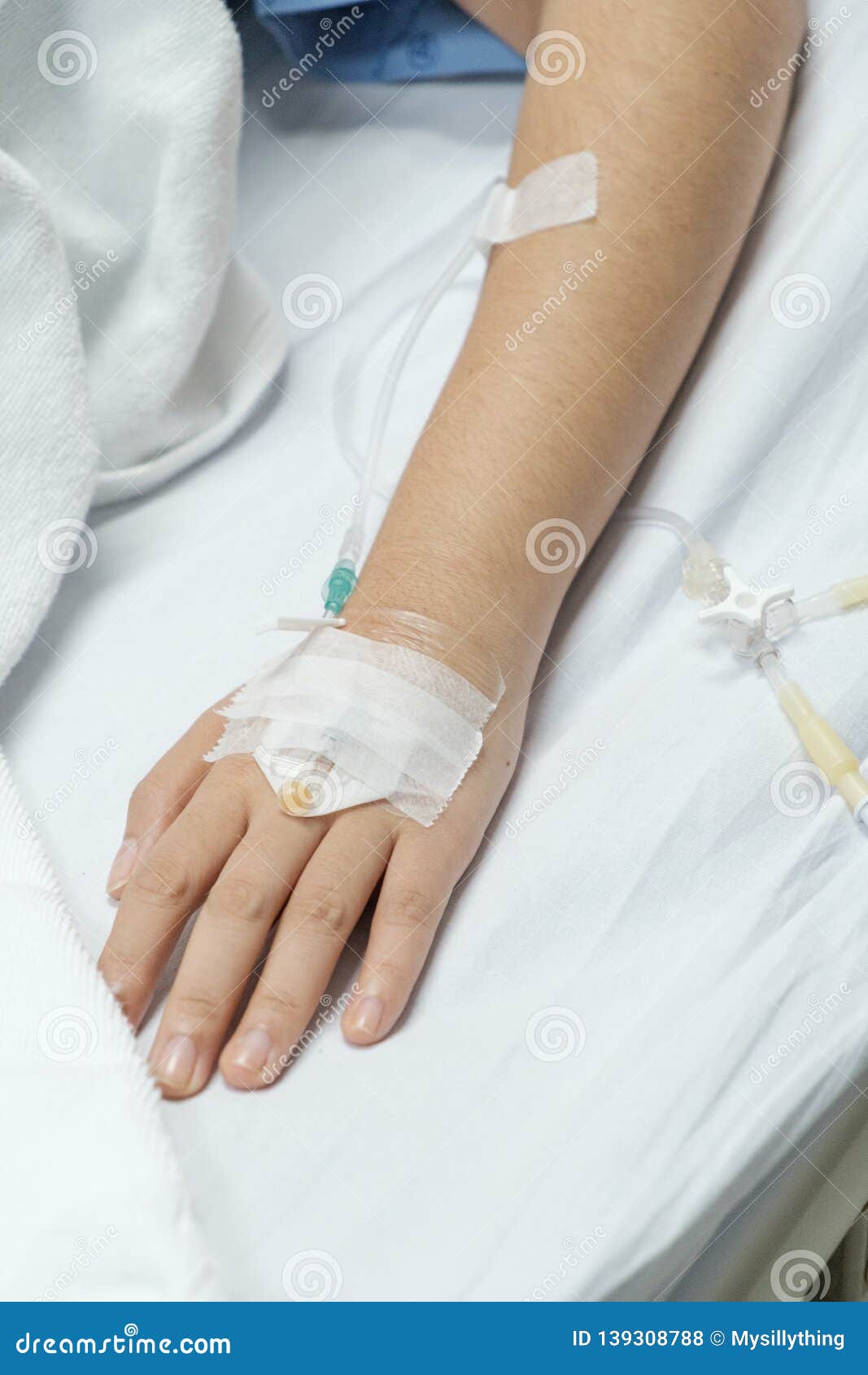 Patient Hand with Saline Solution in Intravenous Drip Dropper Stock ...