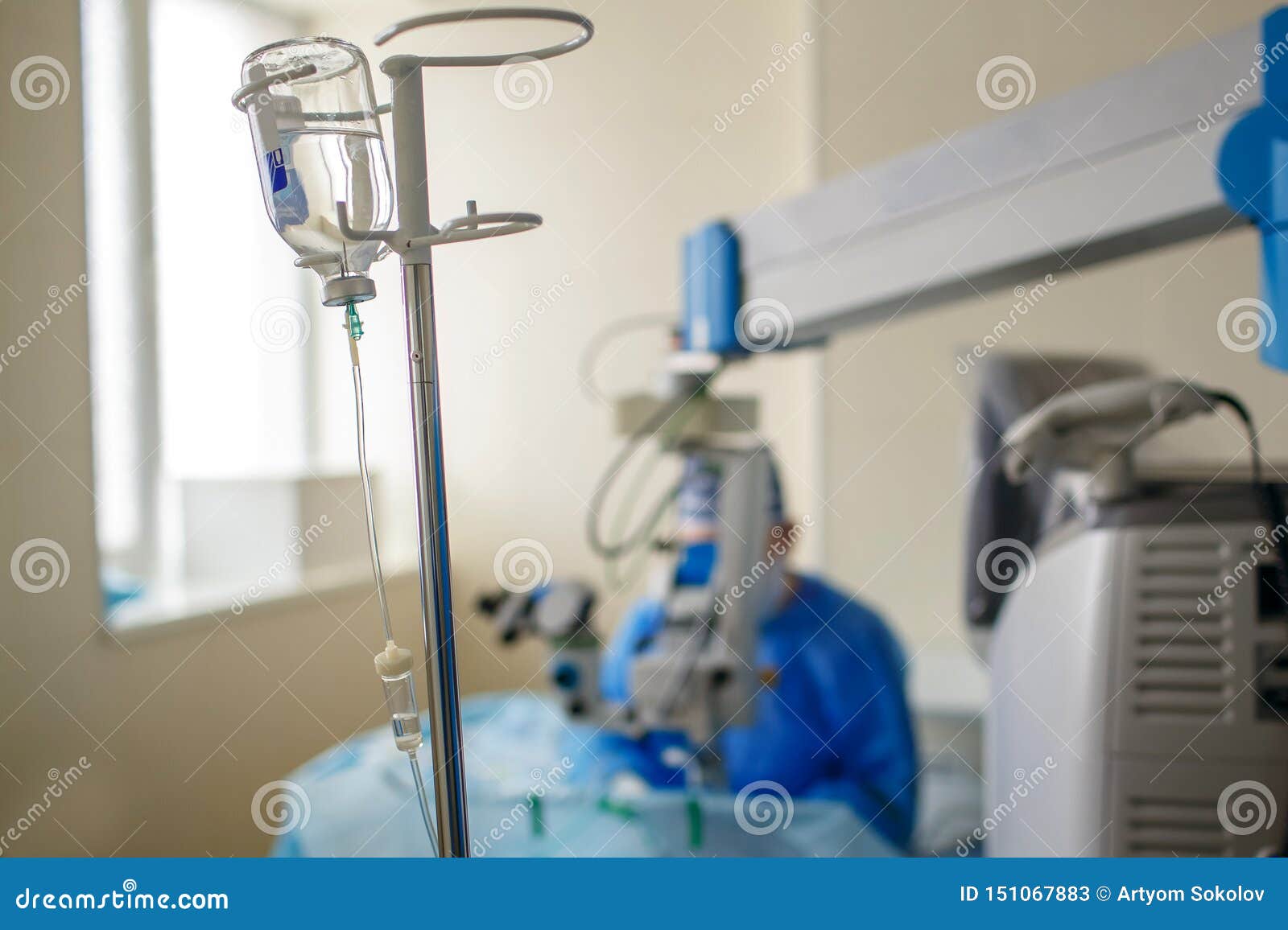 Hospital Patient Hand with Saline Solution in Intravenous Drip Dropper ...