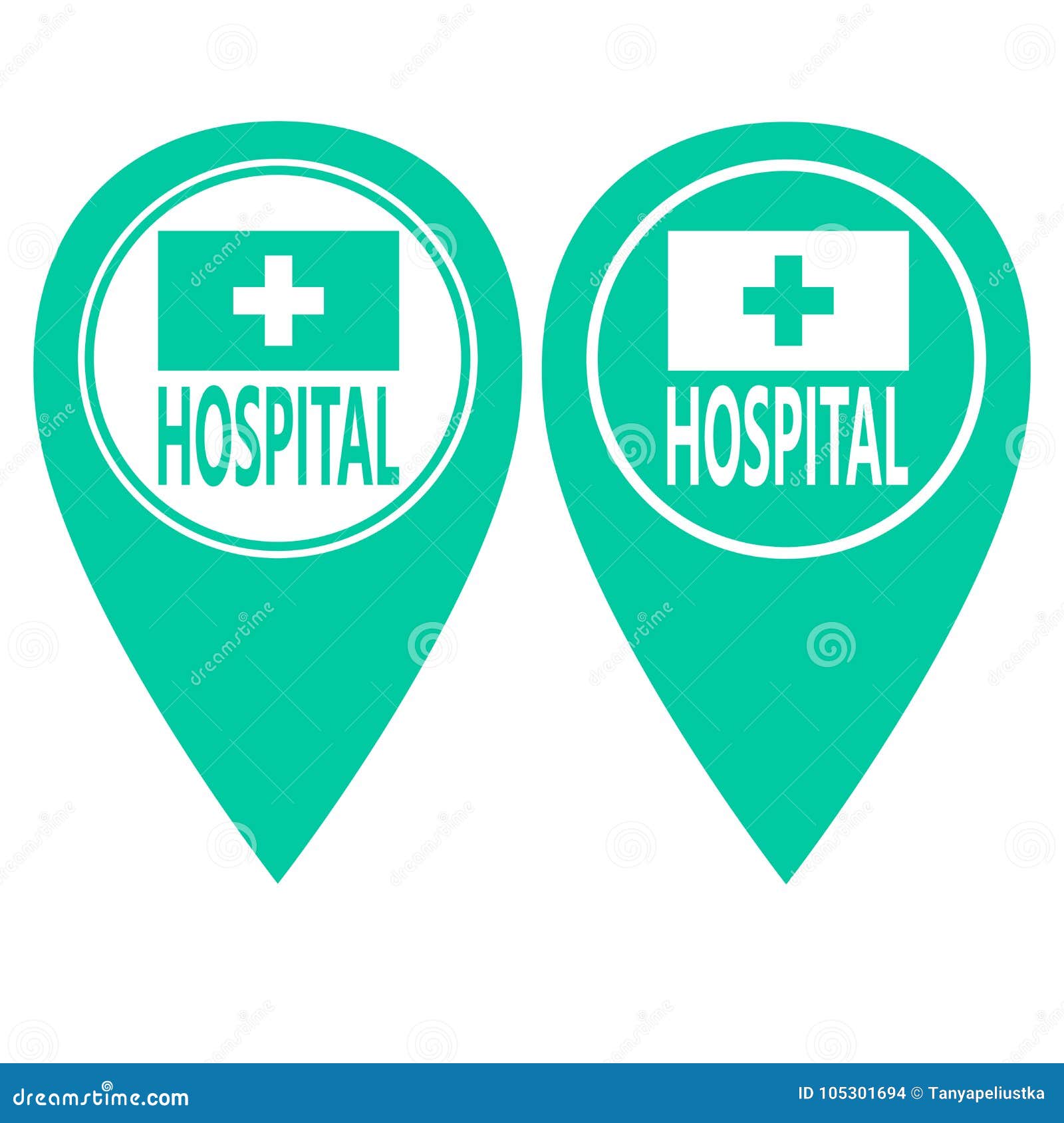 Hospital Pin Pointer in Two Color Version Stock Vector - Illustration ...