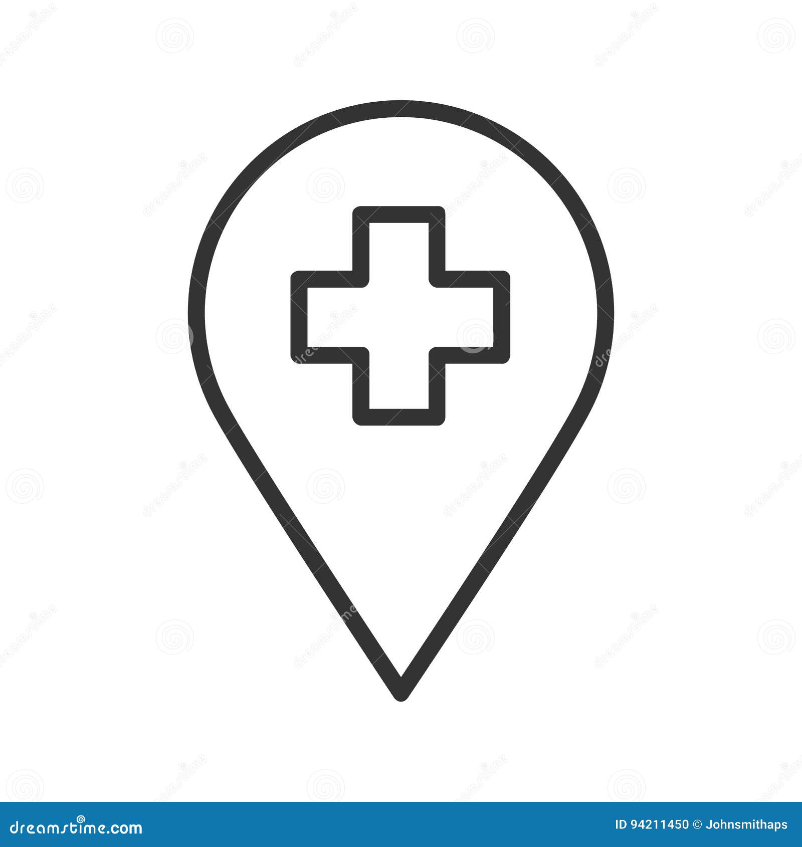 Hospital Pinpoint Linear Icon. Thin Line Illustration. Vector Isolated ...