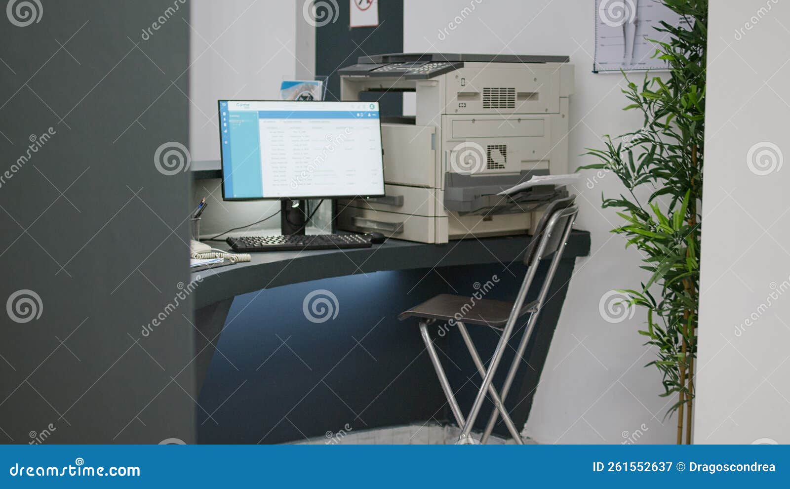 Hospital Registration Desk with Appointment Forms on Computer Stock ...