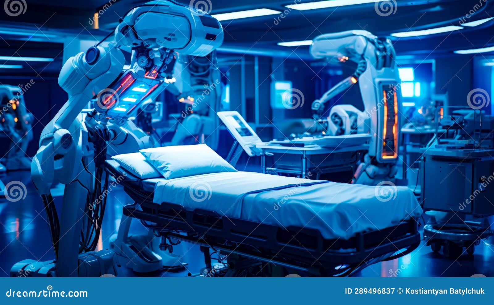 Hospital Room with Bed and Robot in the Middle of it. Generative AI ...