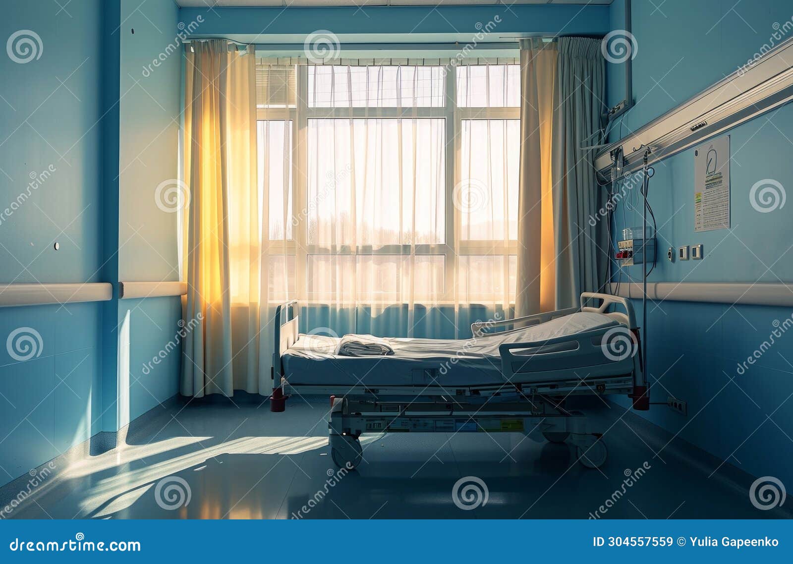 A Hospital Room with a Bed and Windows Stock Image - Image of doctor ...