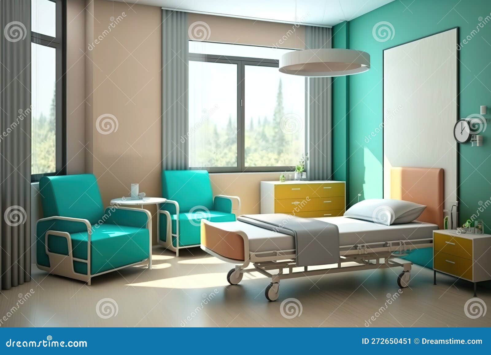 Empty Cartoon Hospital Room