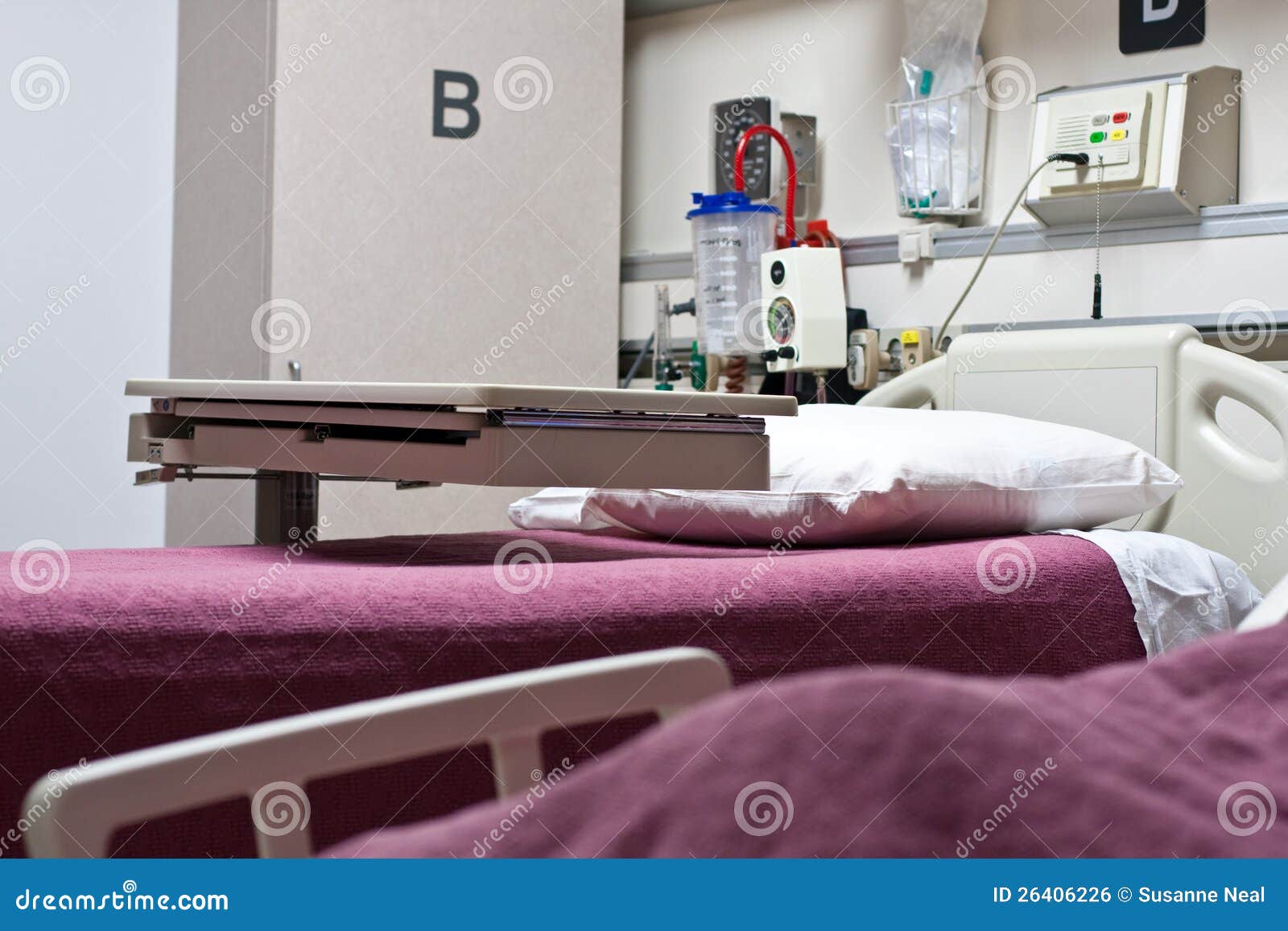 Hospital Room with Beds and Equipment Stock Photo - Image of closet ...
