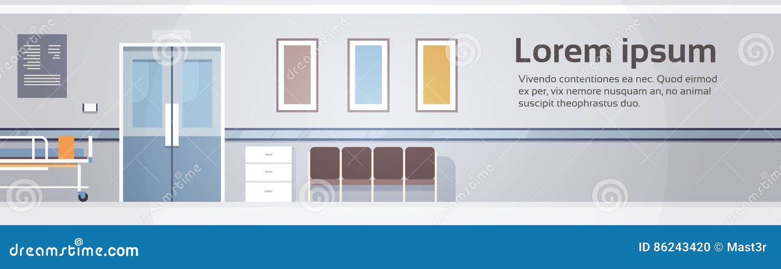 Hospital Room Interior Intensive Therapy Corridor Banner with Copy ...