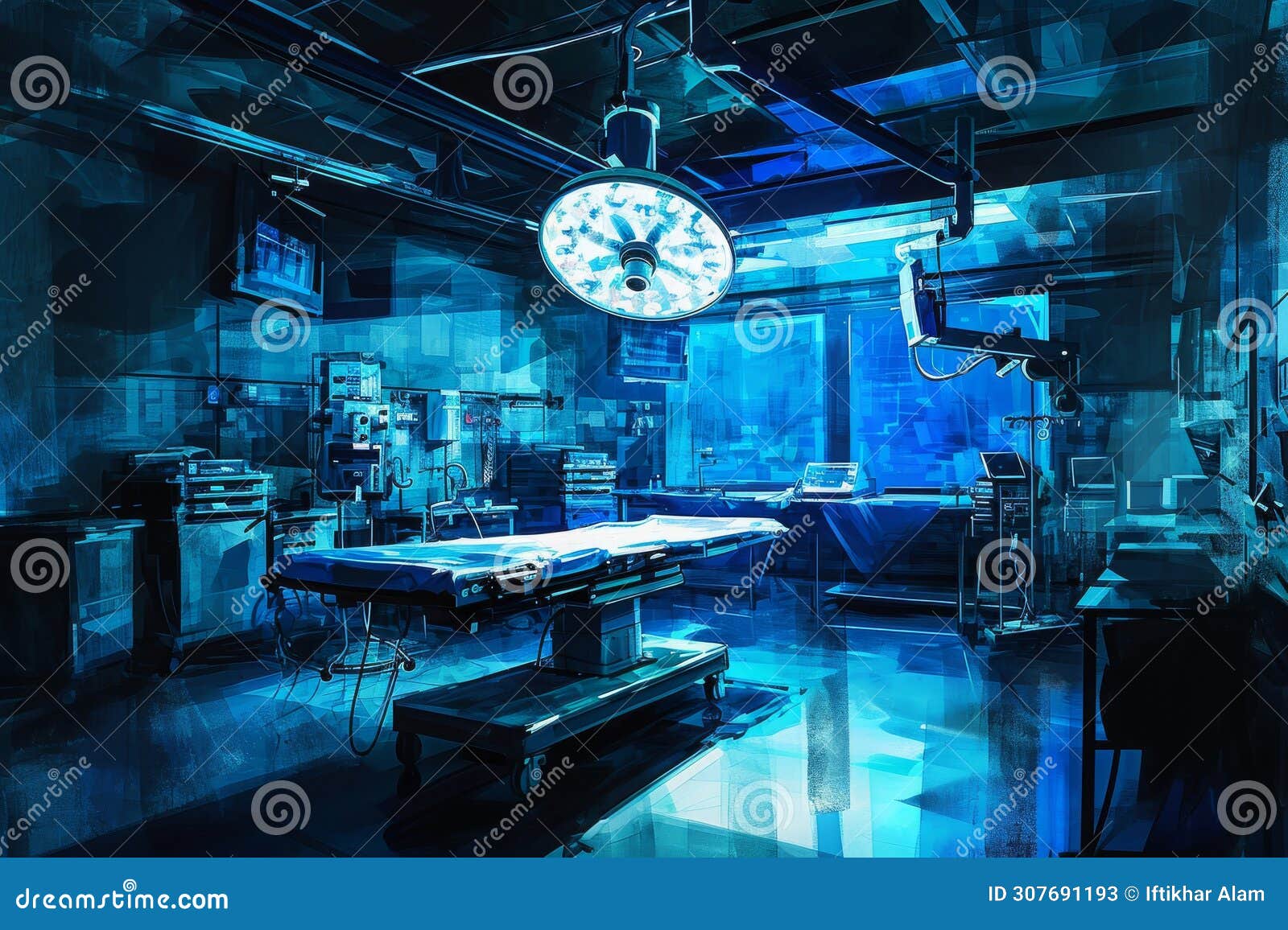 Hospital Room with Large Ceiling Clock, Abstract Representation of a ...