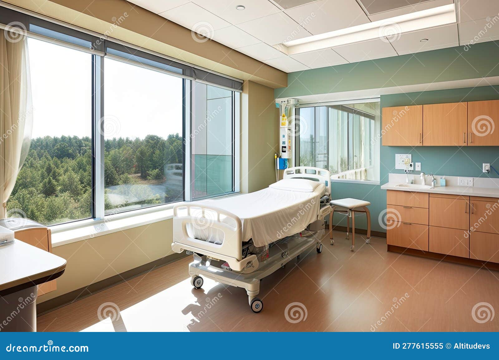 Hospital Room, with View of the Outdoors, and Natural Light Streaming ...