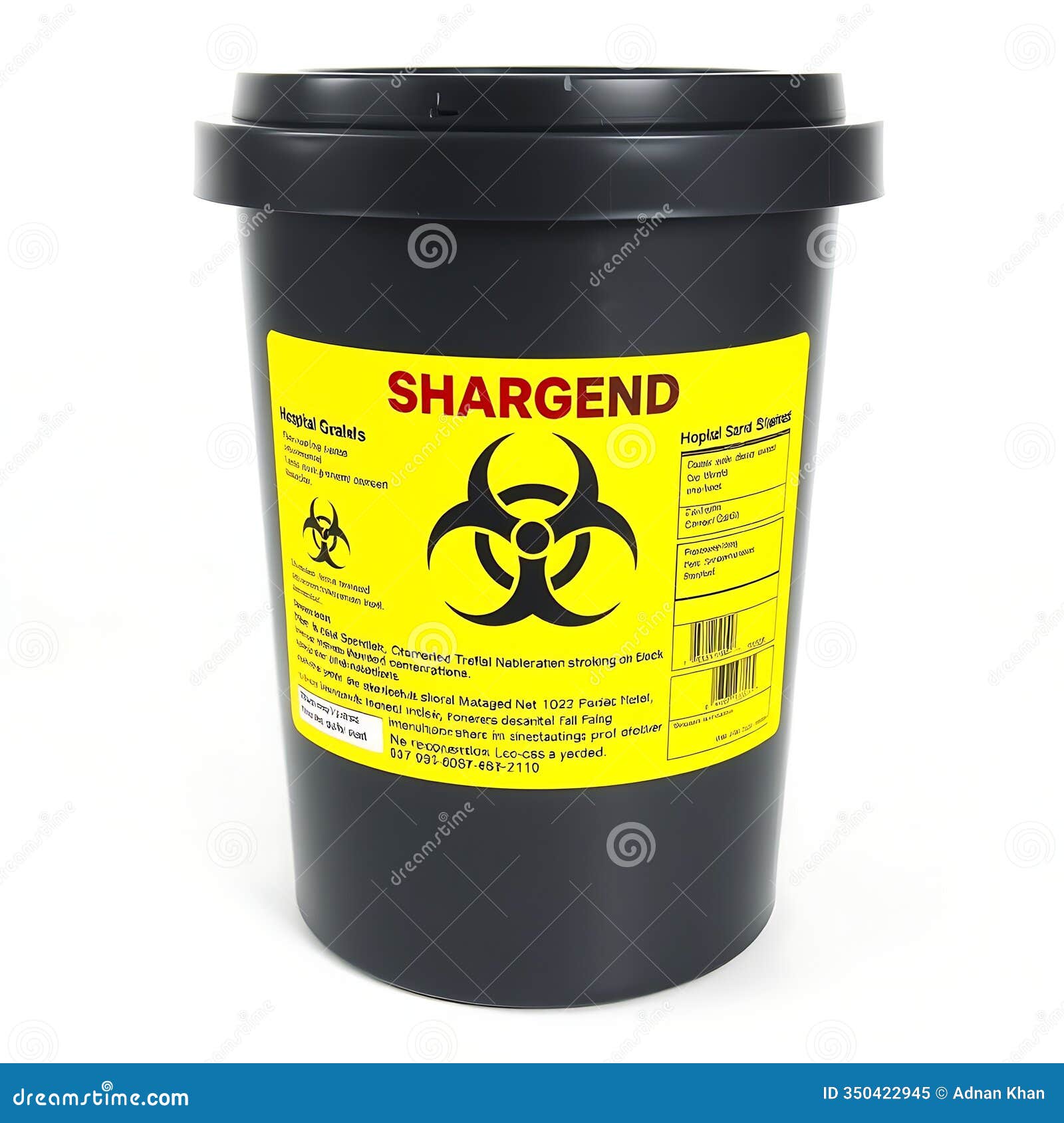 A Hospital Sharps Disposal Container with Biohazard Labeling, Displayed ...