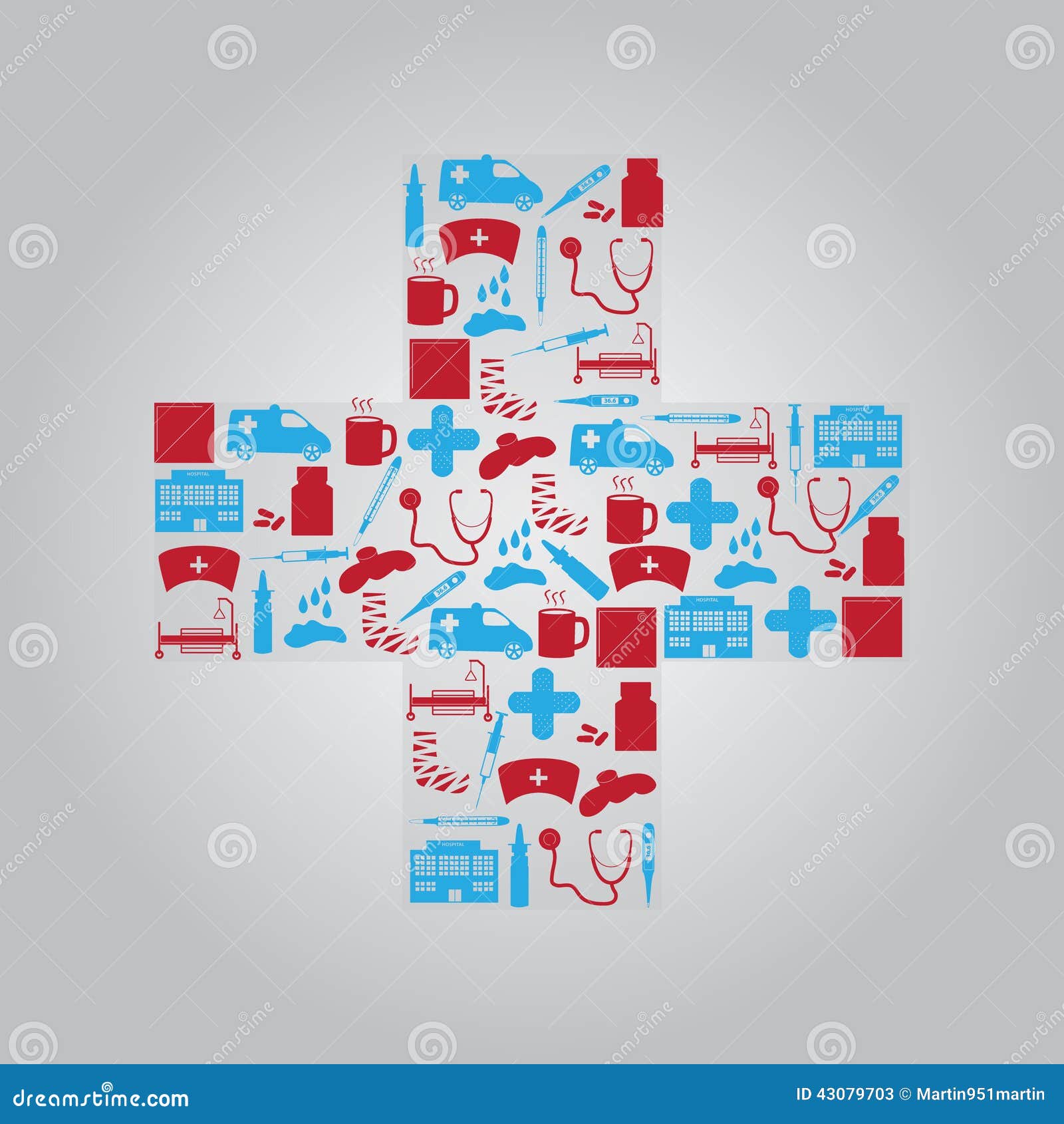 Hospital and Sick Icons in Cross Stock Vector - Illustration of pills ...