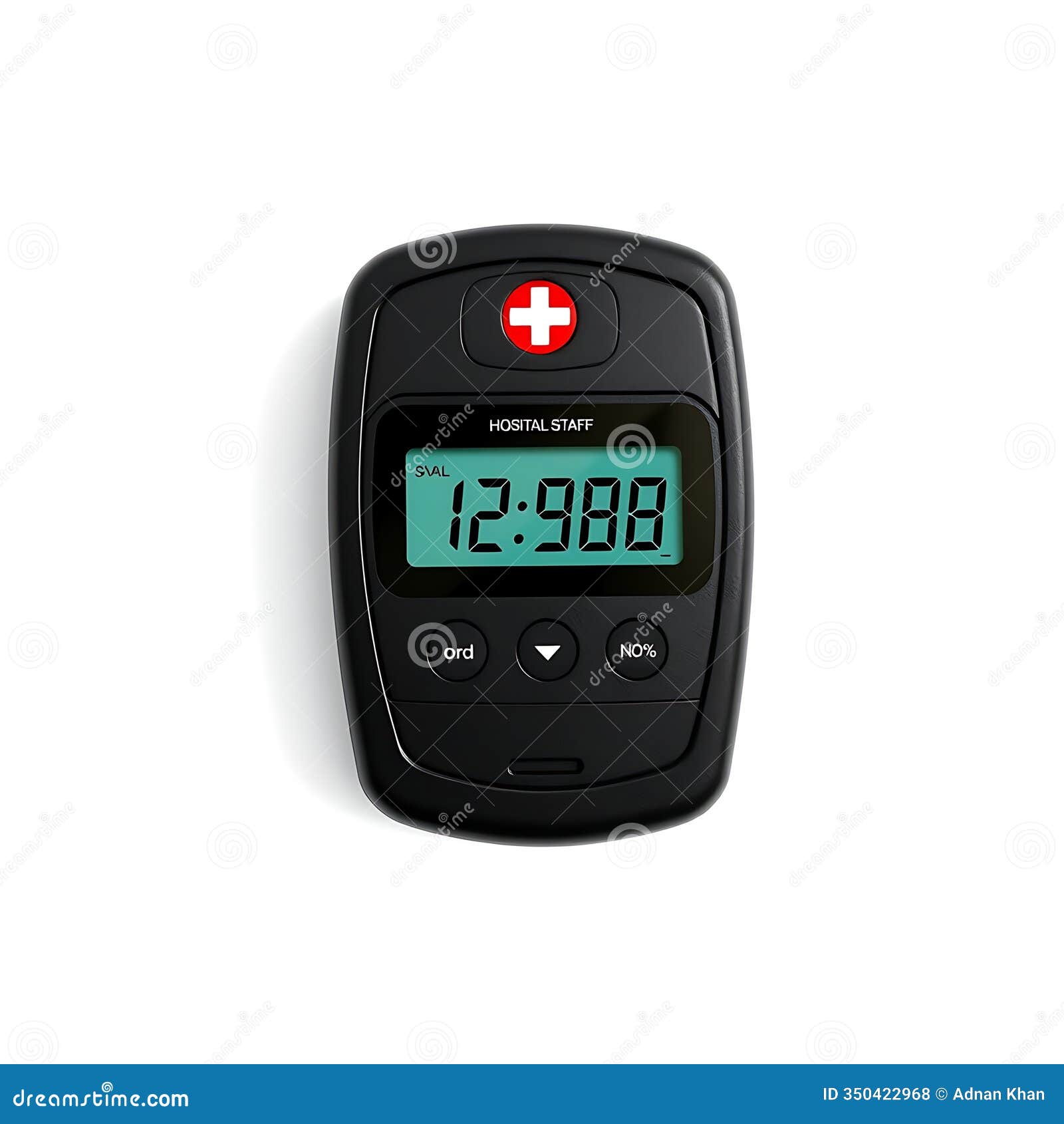 A Hospital Staff Pager Device with a Digital Display, Isolated on a ...