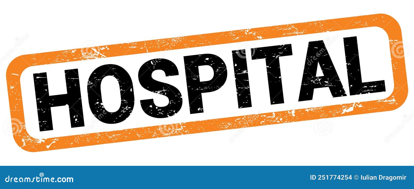 HOSPITAL Text Written on Orange-black Rectangle Stamp Stock ...