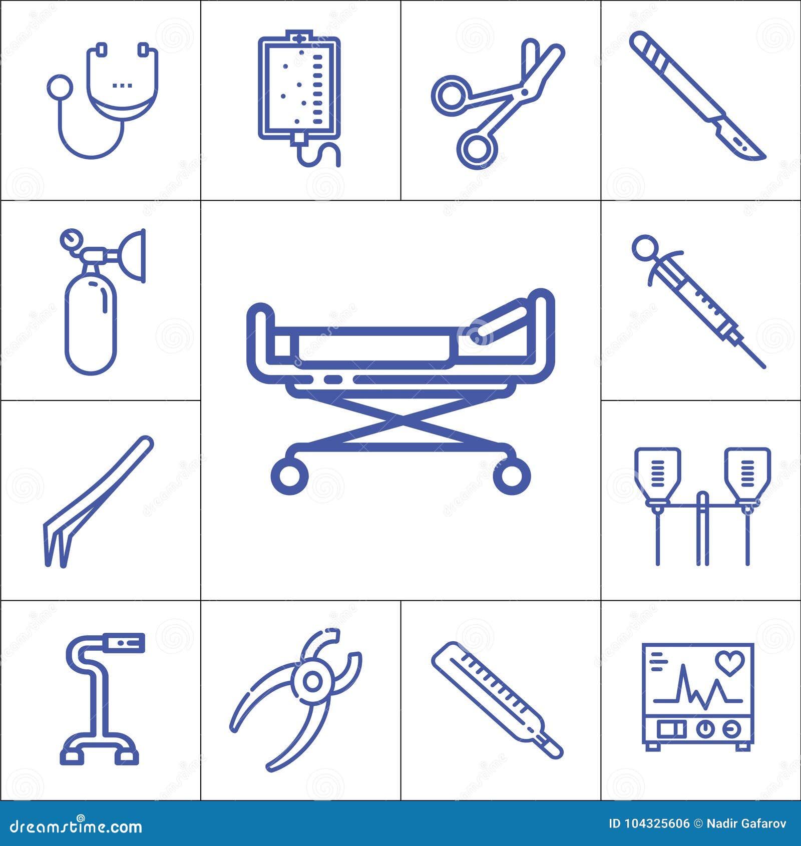 Hospital Tools or Accessories Linear Vector Icon S Stock Vector ...