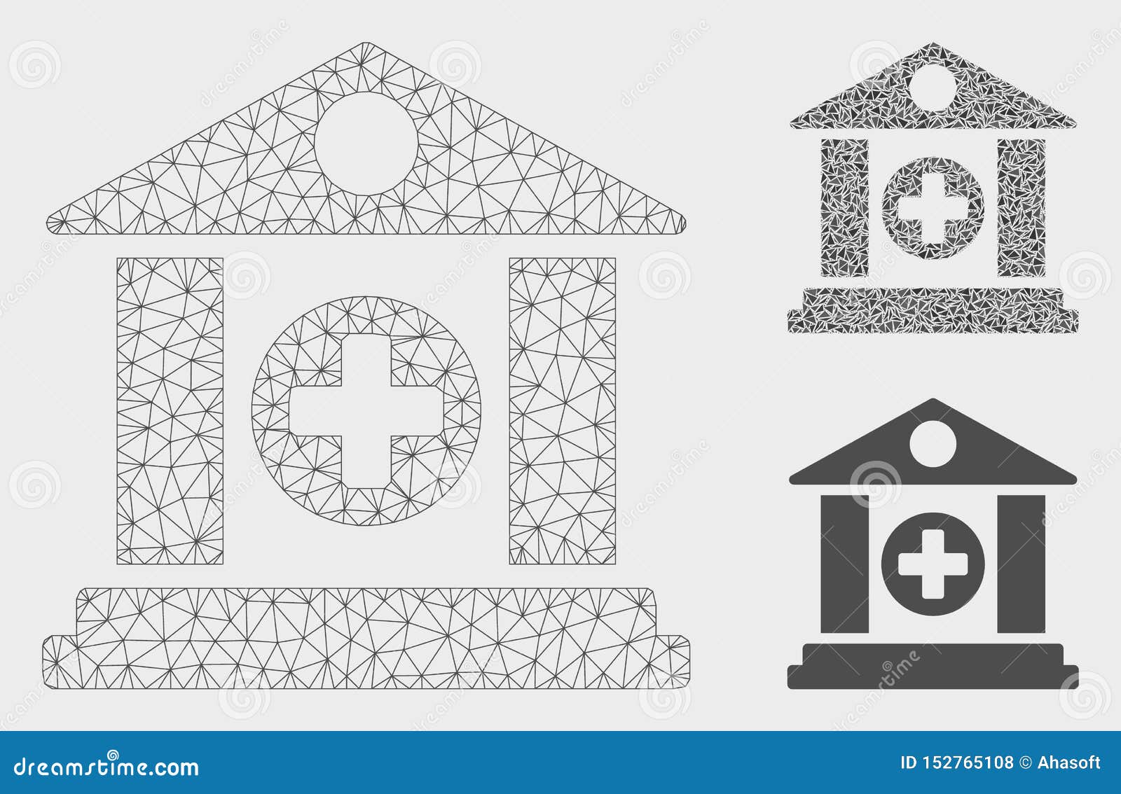Hospital Vector Mesh Carcass Model and Triangle Mosaic Icon Stock ...