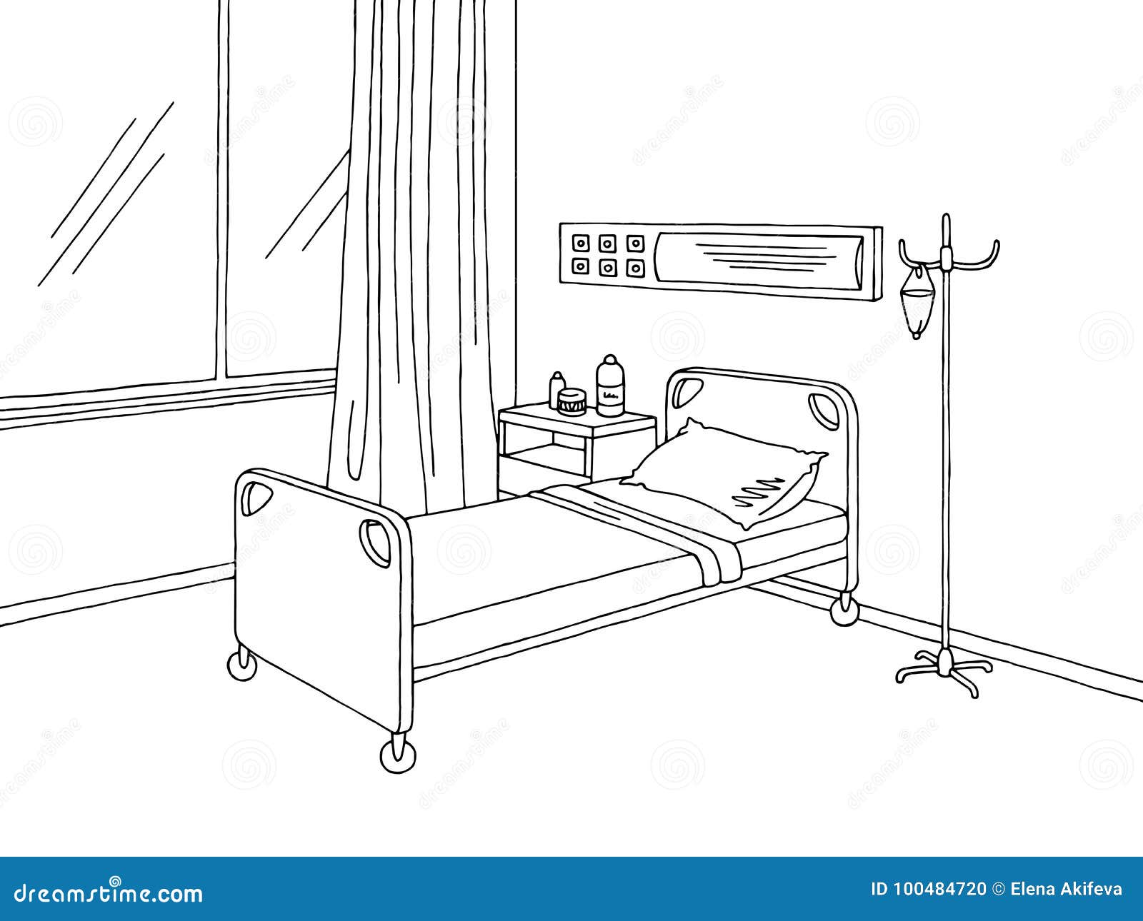 Hospital Ward Room Interior With Beds. Vector Illustration ...