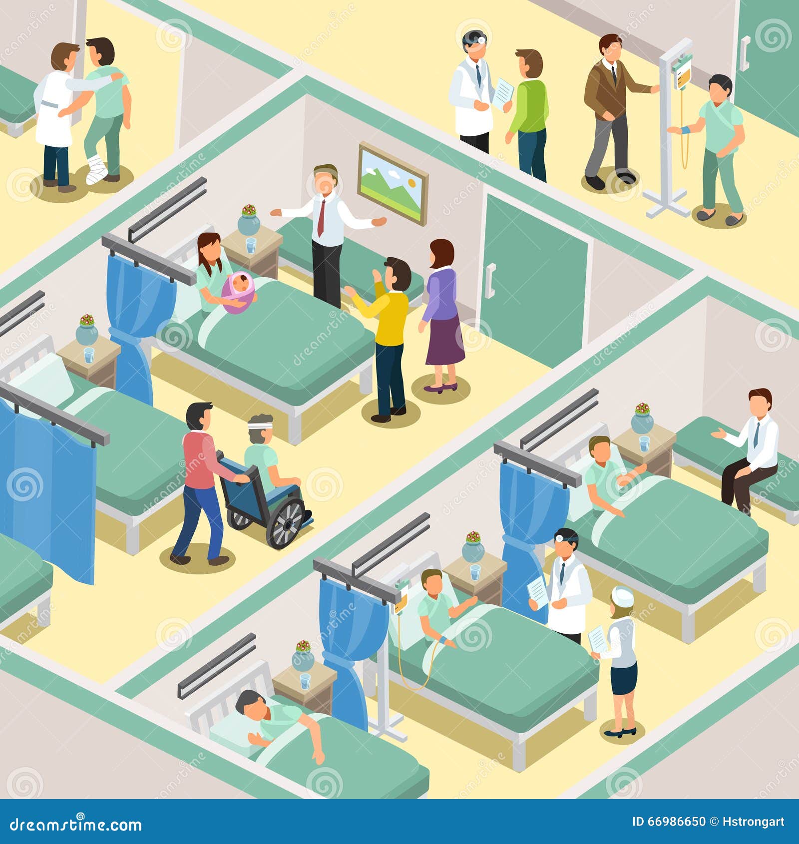 Hospital ward interior stock vector. Illustration of hospital - 66986650