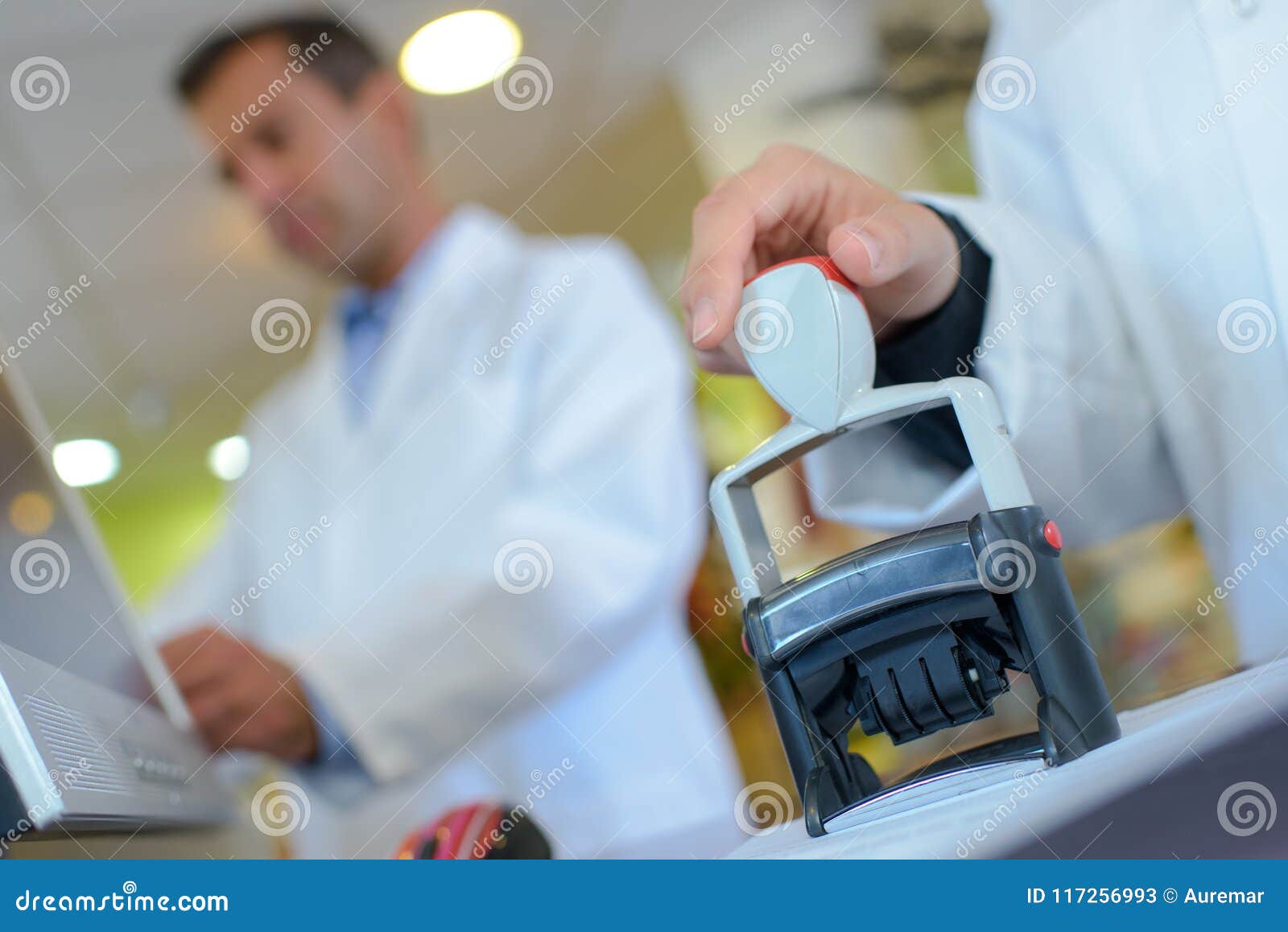 Hospital Worker Stamping Document Stock Image - Image of power ...