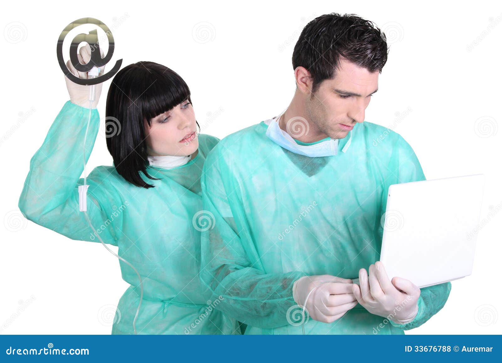 Hospital Workers Sending E Mail Stock Photo - Image of health, male ...