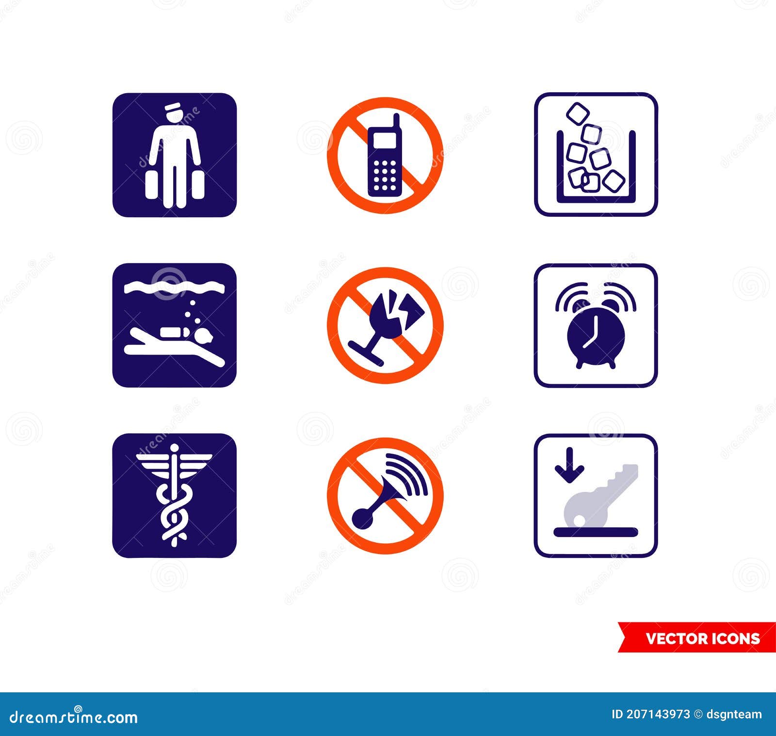 Hospitality Symbol Signs Icon Set of Color Types. Isolated Vector Sign ...