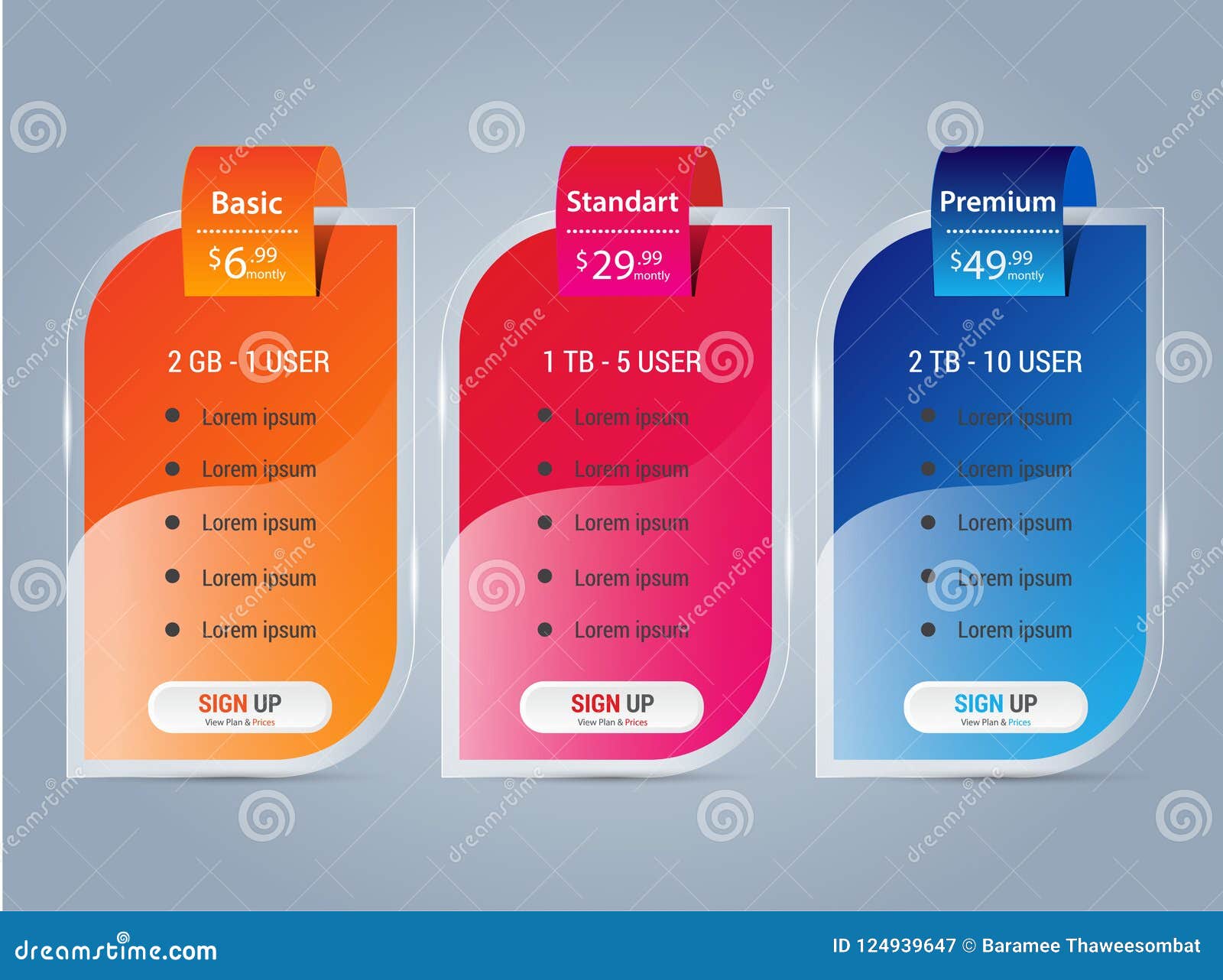 Host Pricing For Plan Website Banner. Vector Illustration ...