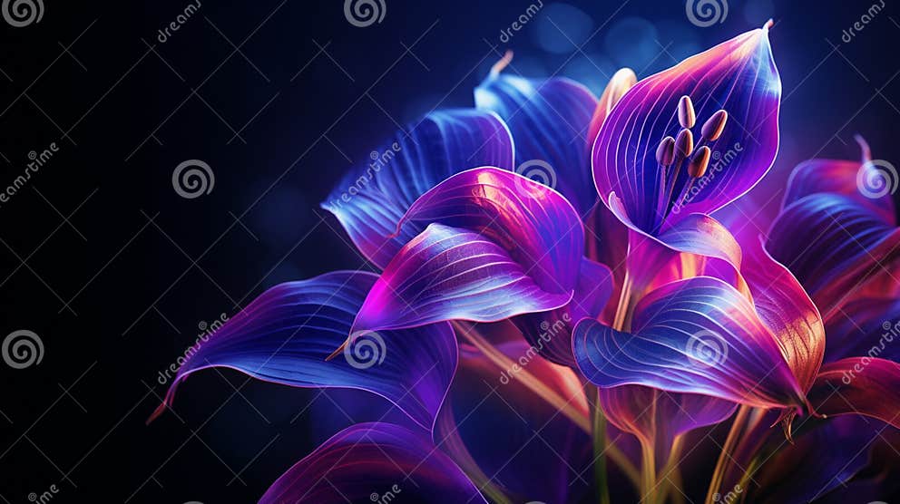 Hosta Flower Realistic Neon Color AI Generated Image Stock Illustration ...