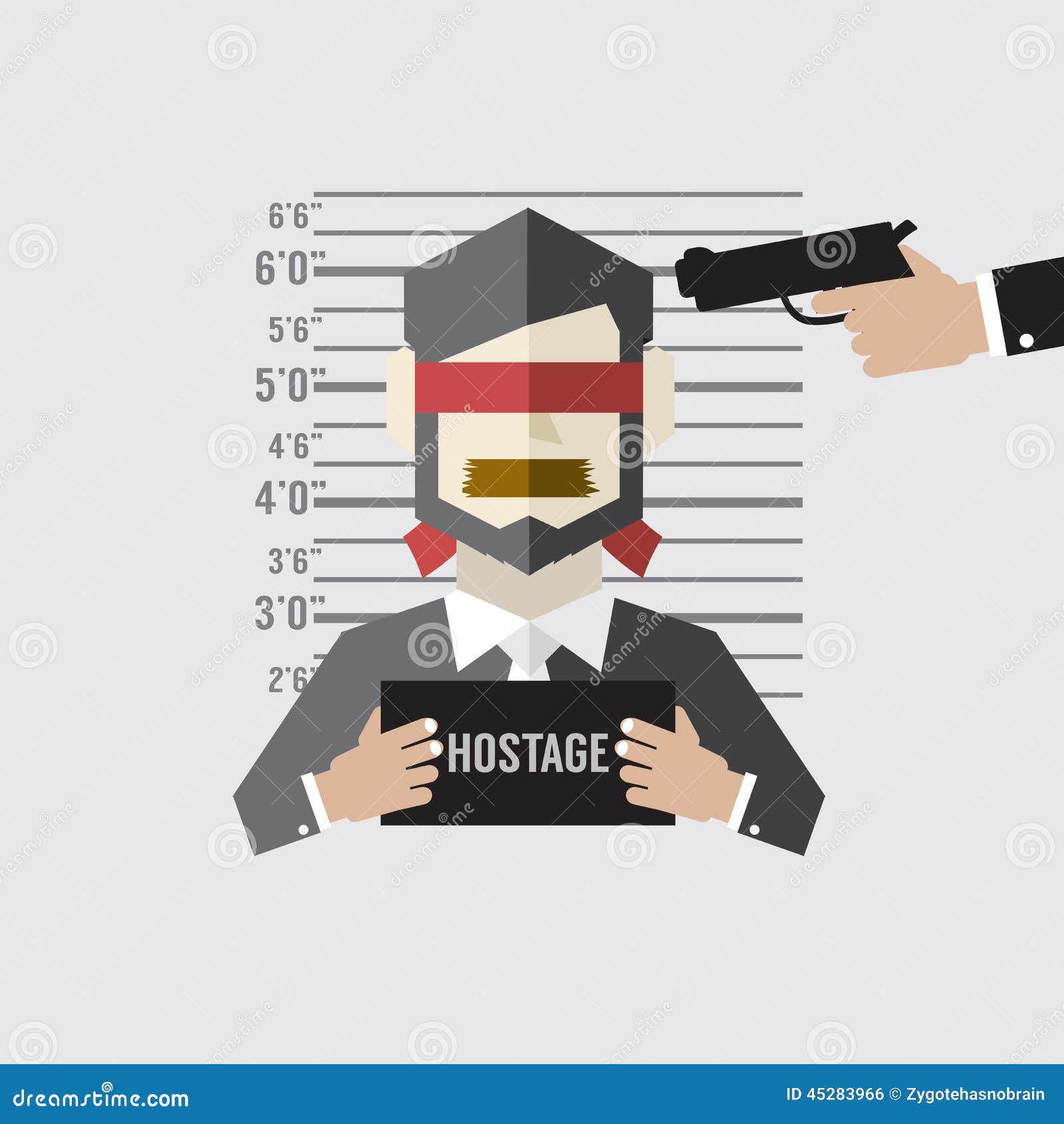 Hostage on Mugshot with Gun Point To His Head Stock Vector ...