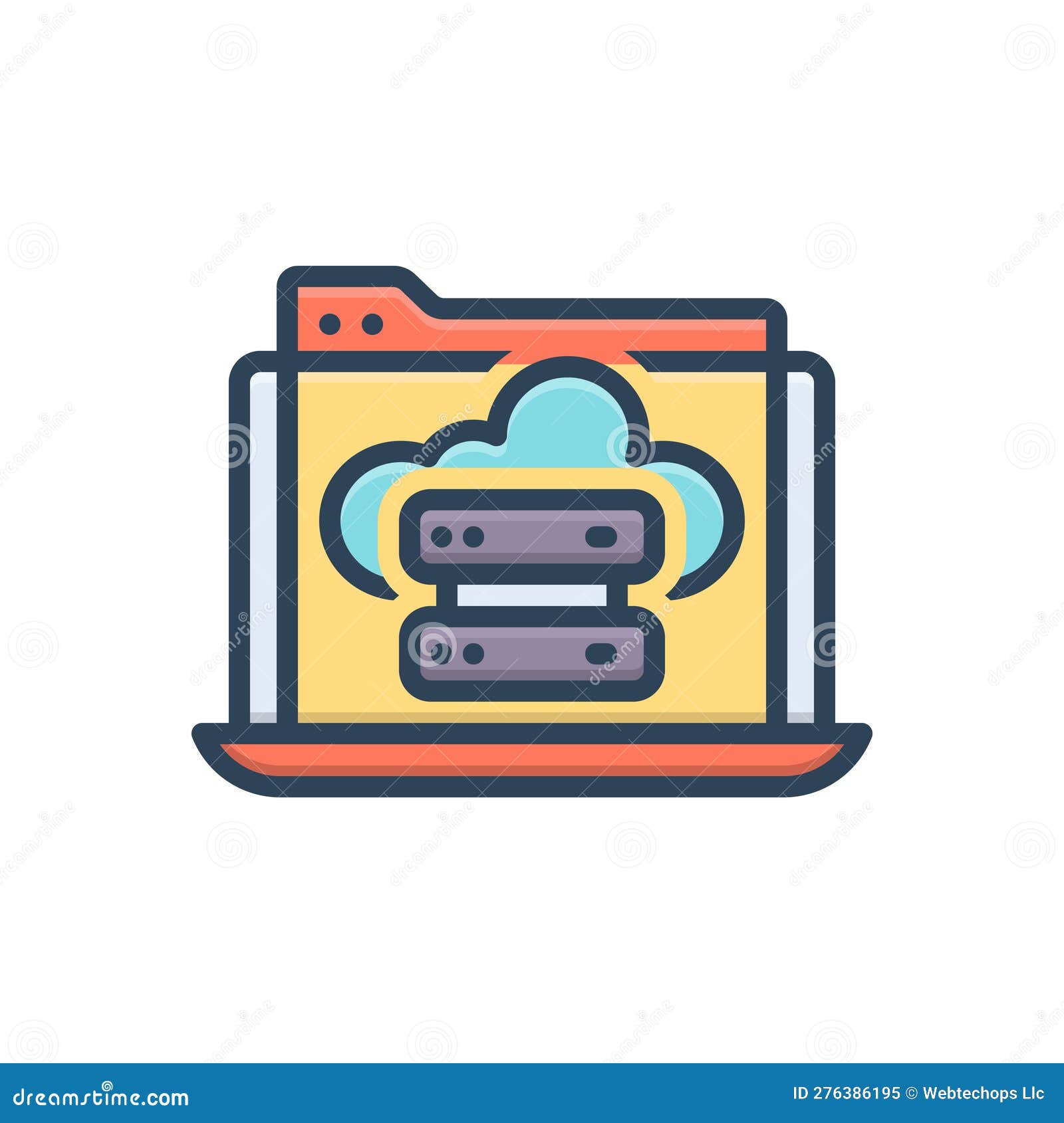 Color Illustration Icon for Hosted, Cloud and Center Stock Illustration ...