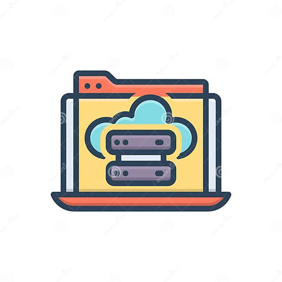 Color Illustration Icon for Hosted, Cloud and Center Stock Illustration ...